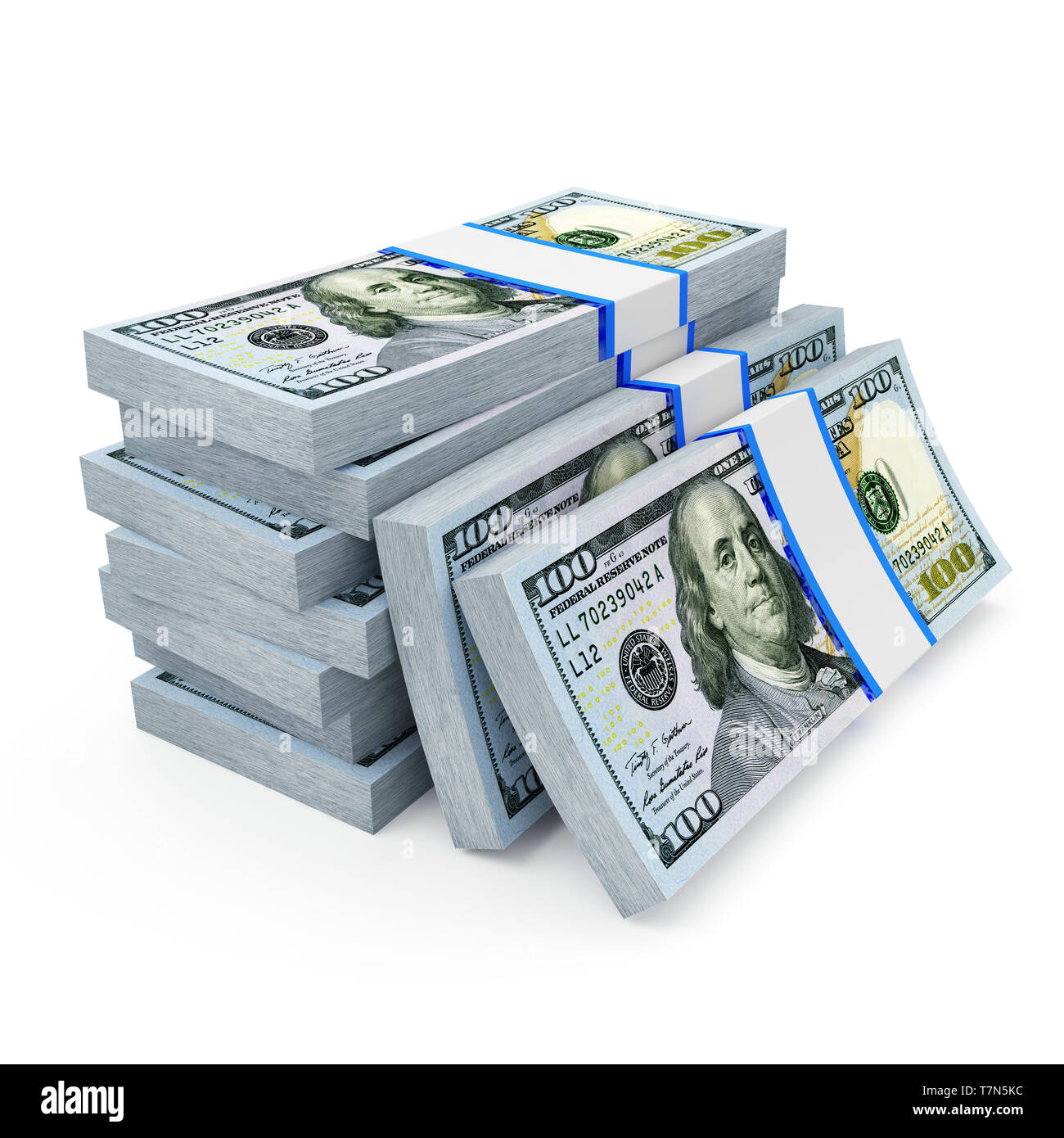 Heap of Dollar Bills isolated on white background Stock Photo - Alamy