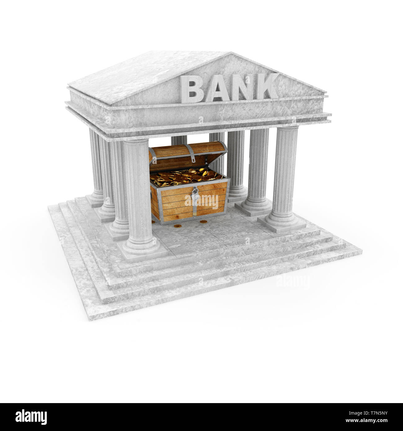 Bank Icon with Treasure Chest isolated on white background. Business ...