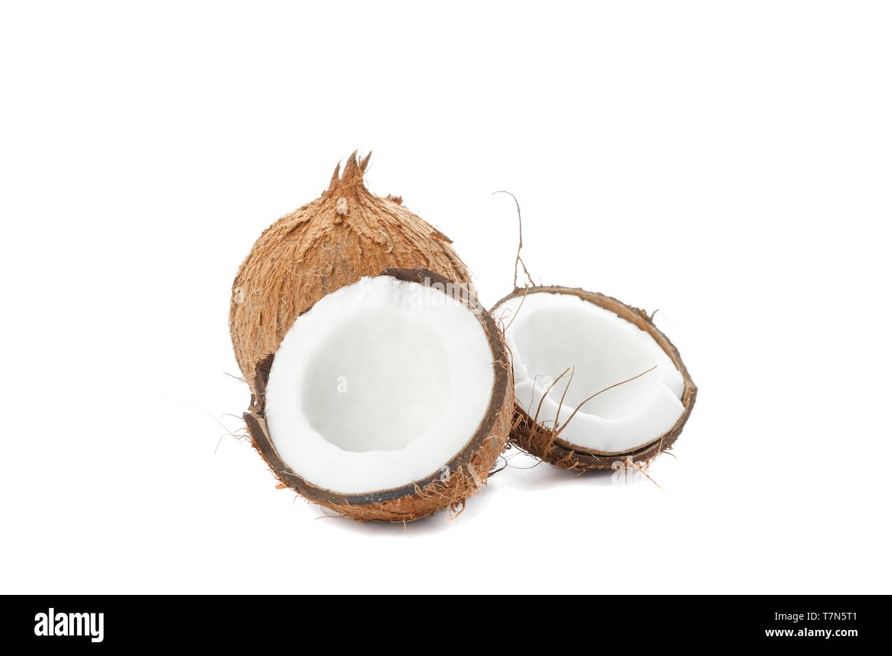 Two coconut one of which split isolated on white background Stock Photo ...