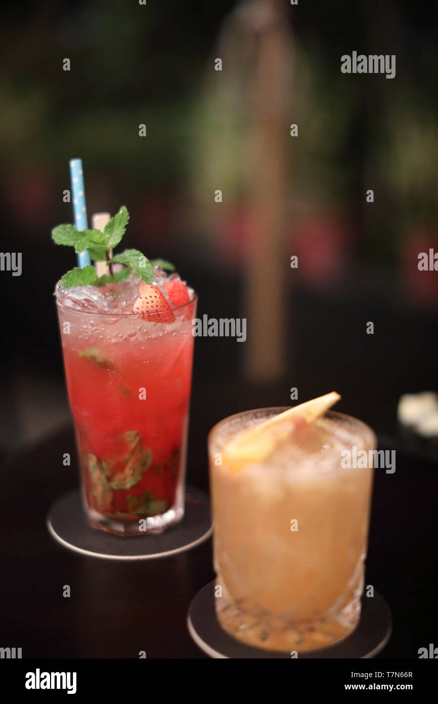 Red cocktail at bar Stock Photo - Alamy