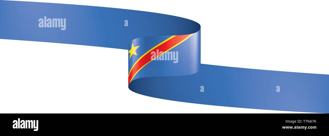 Democratic Republic of the Congo flag, vector illustration on a white ...