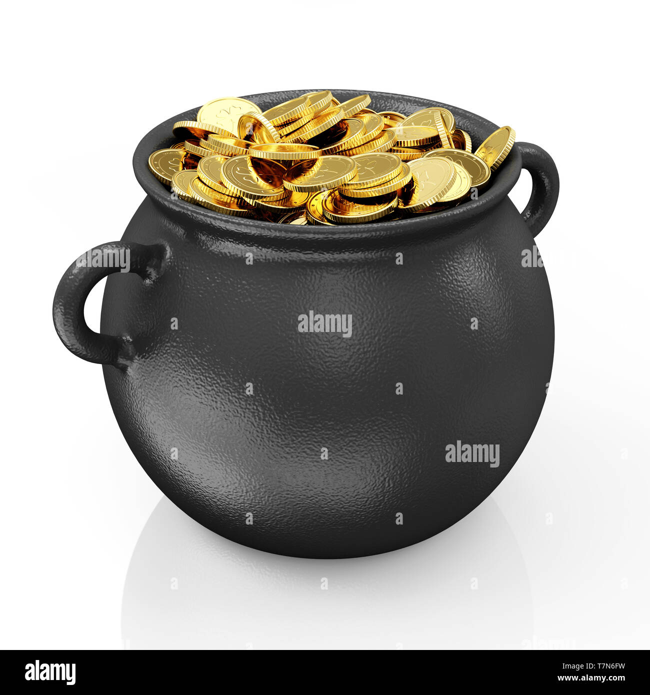 Iron Pot with Golden Coins for Traditional Irish holiday St. Patrick's ...
