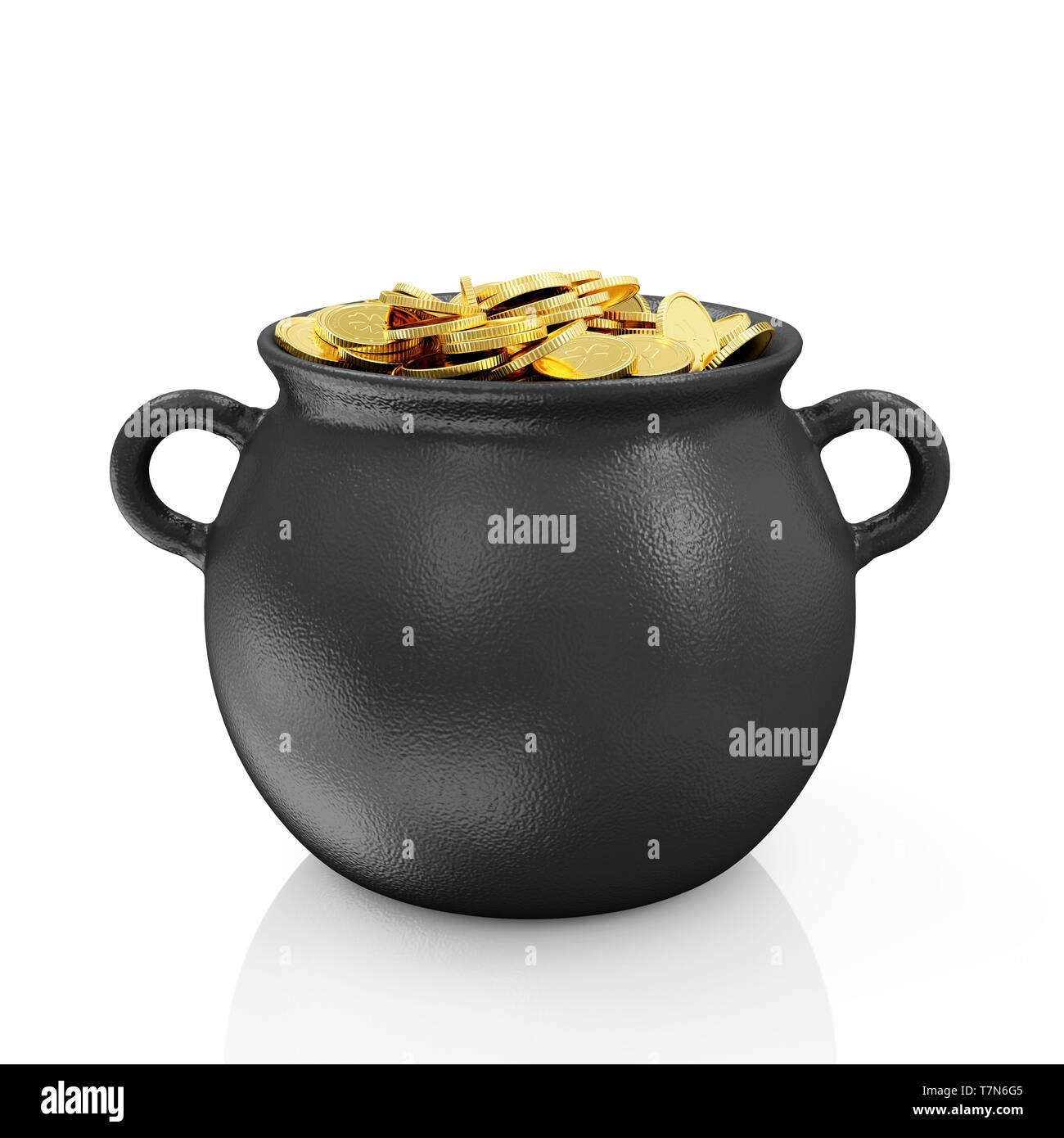Iron Pot with Golden Coins for Traditional Irish holiday St. Patrick's ...