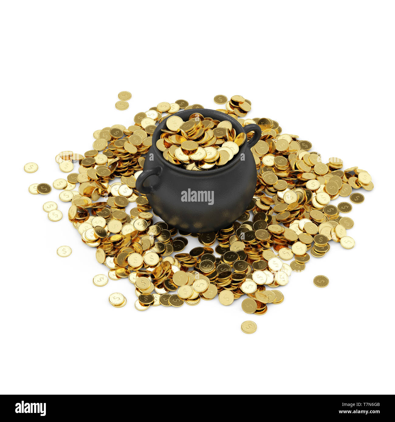 Iron Pot with Golden Coins for Traditional Irish holiday St. Patrick's ...