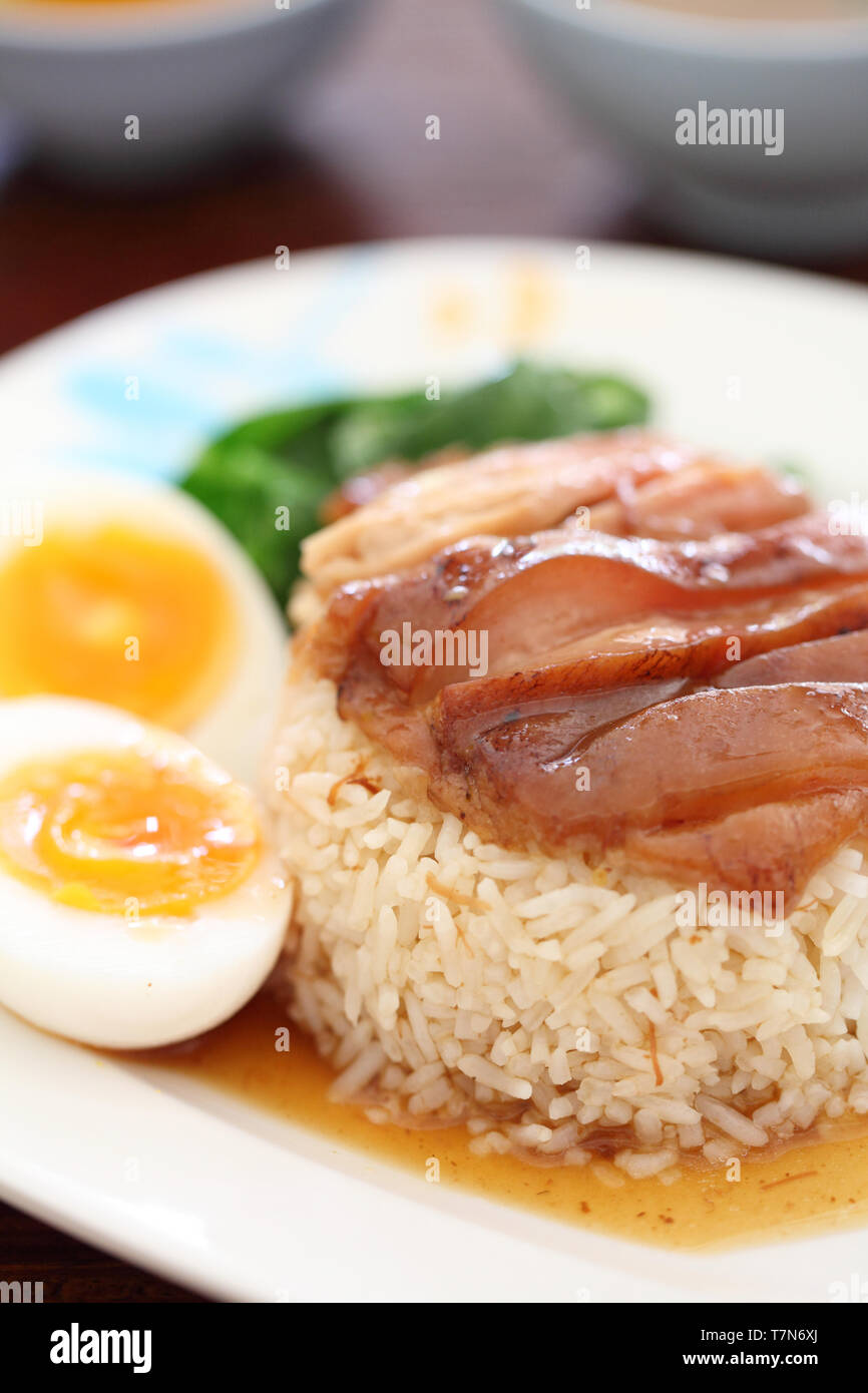 stewed pork leg on rice Stock Photo - Alamy