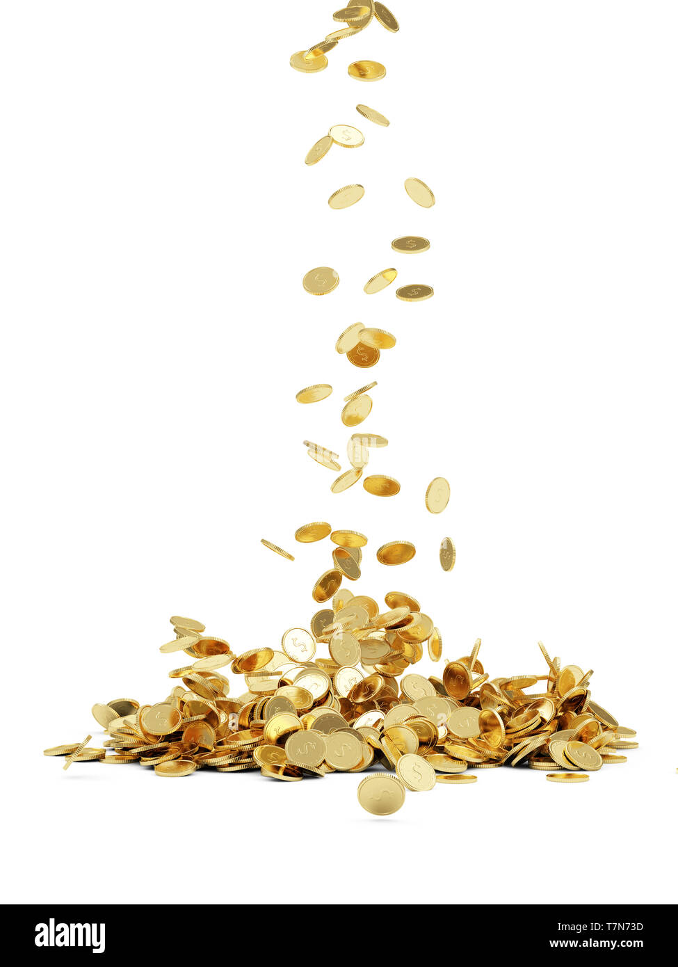 Falling Golden Coins Isolated on white background Stock Photo - Alamy