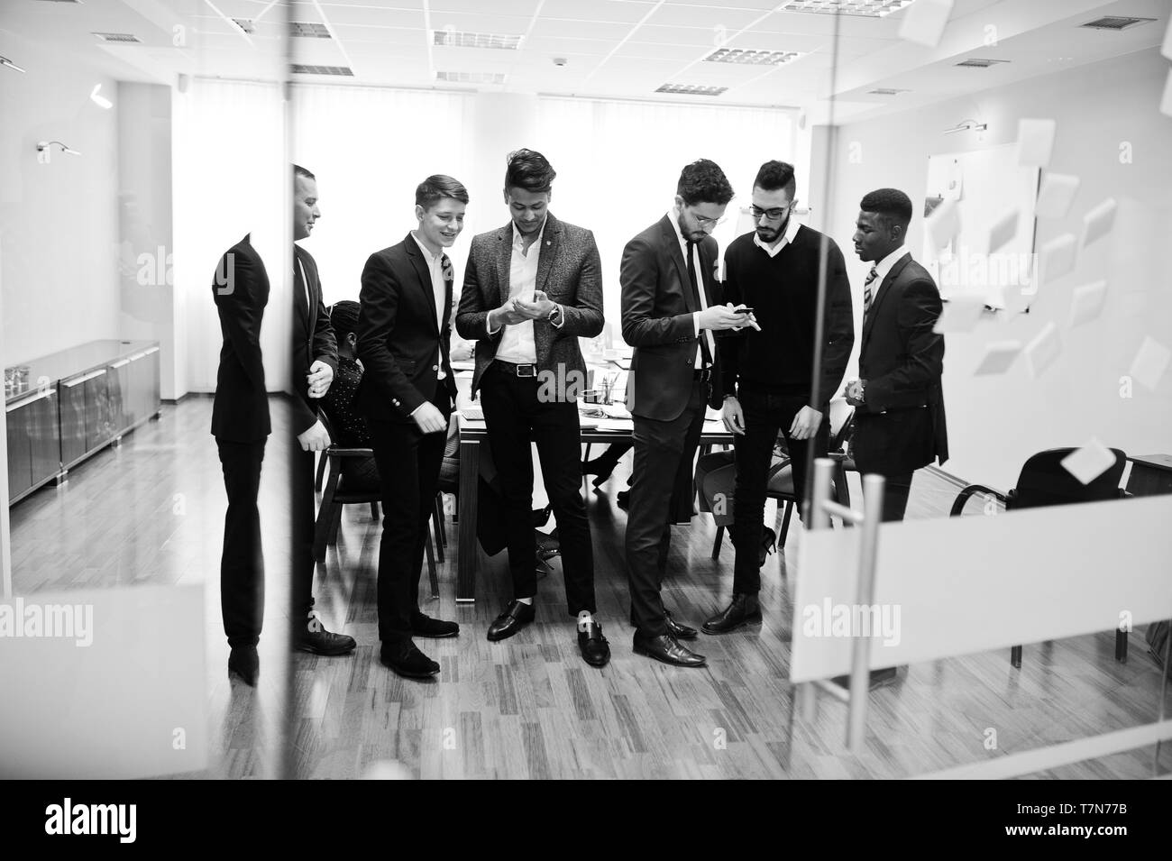 Happy multiracial colleagues in Black and White Stock Photos & Images ...