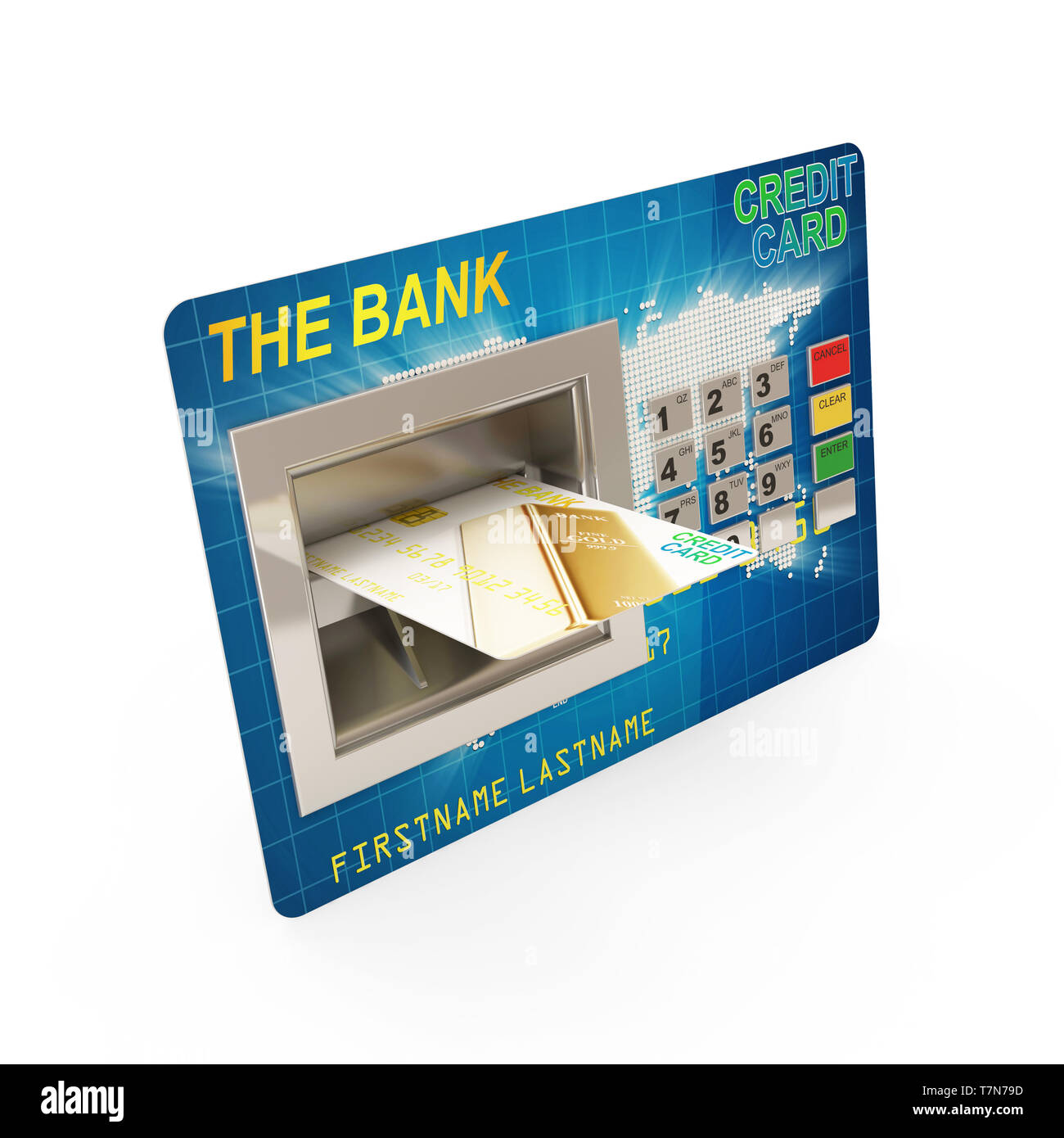 Credit Card Conceptual Image. Credit Card with ATM isolated on white ...