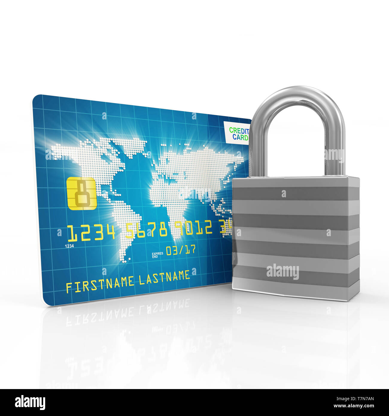Credit Card Security and Protection Concept. Credit Card with metal ...