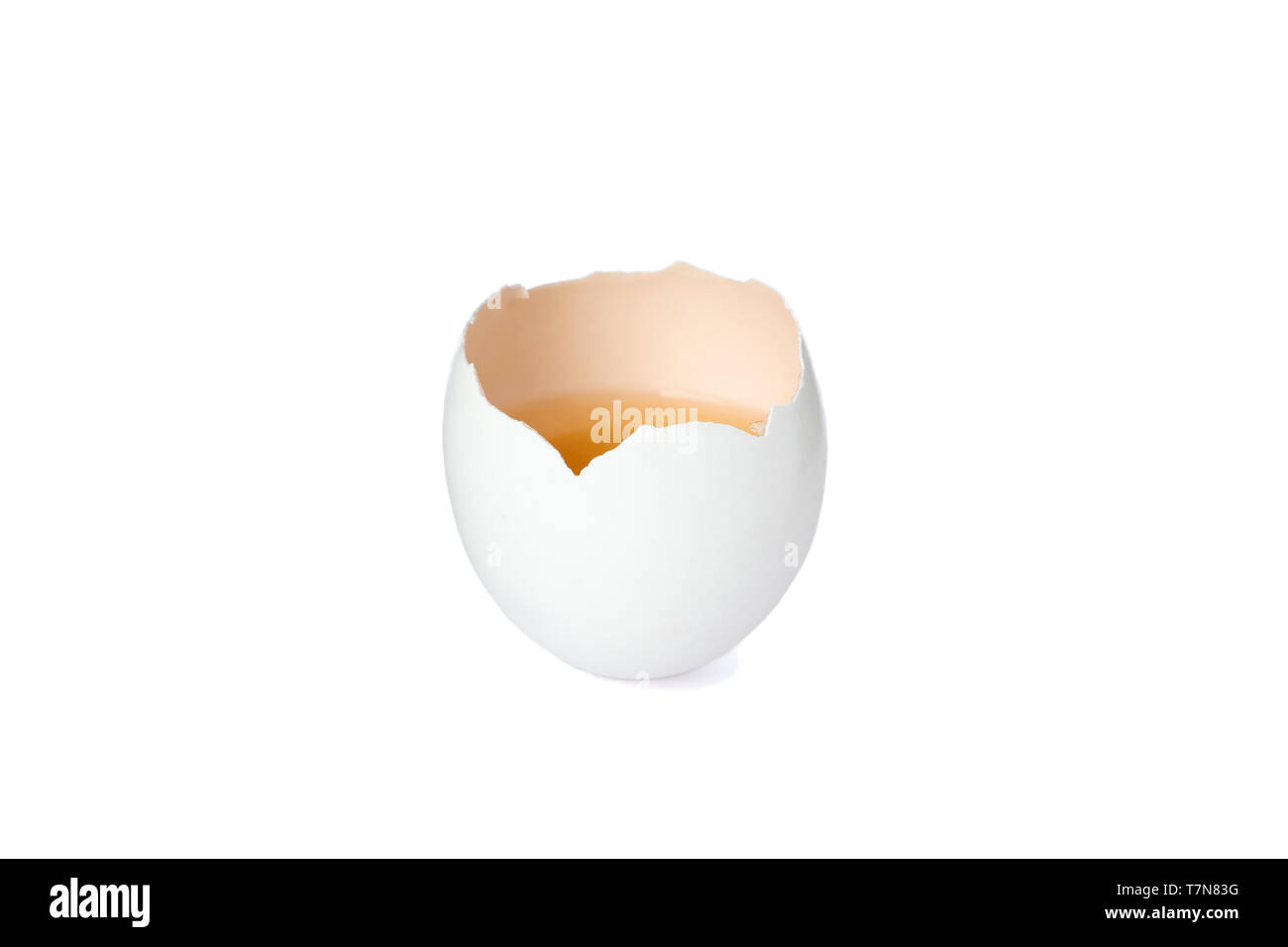 Half raw egg isolated on white background Stock Photo - Alamy