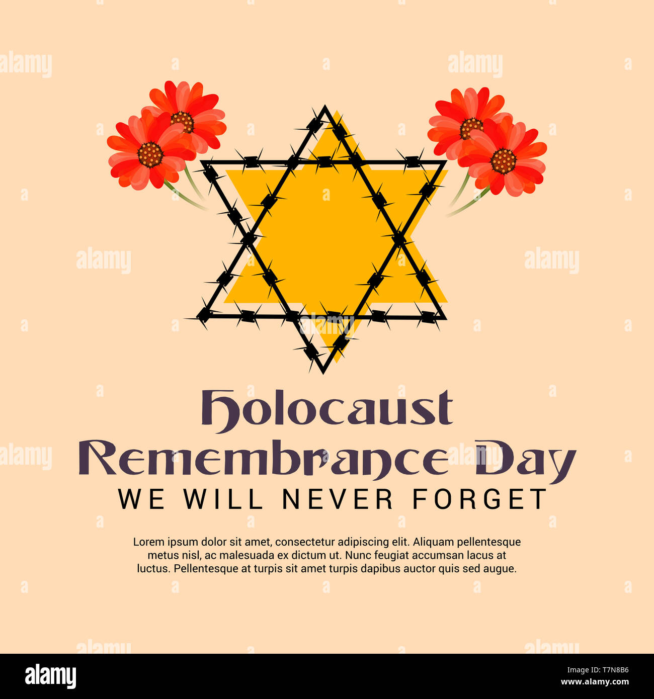 Vector illustration of a Background for We Will Never Forget. Holocaust ...
