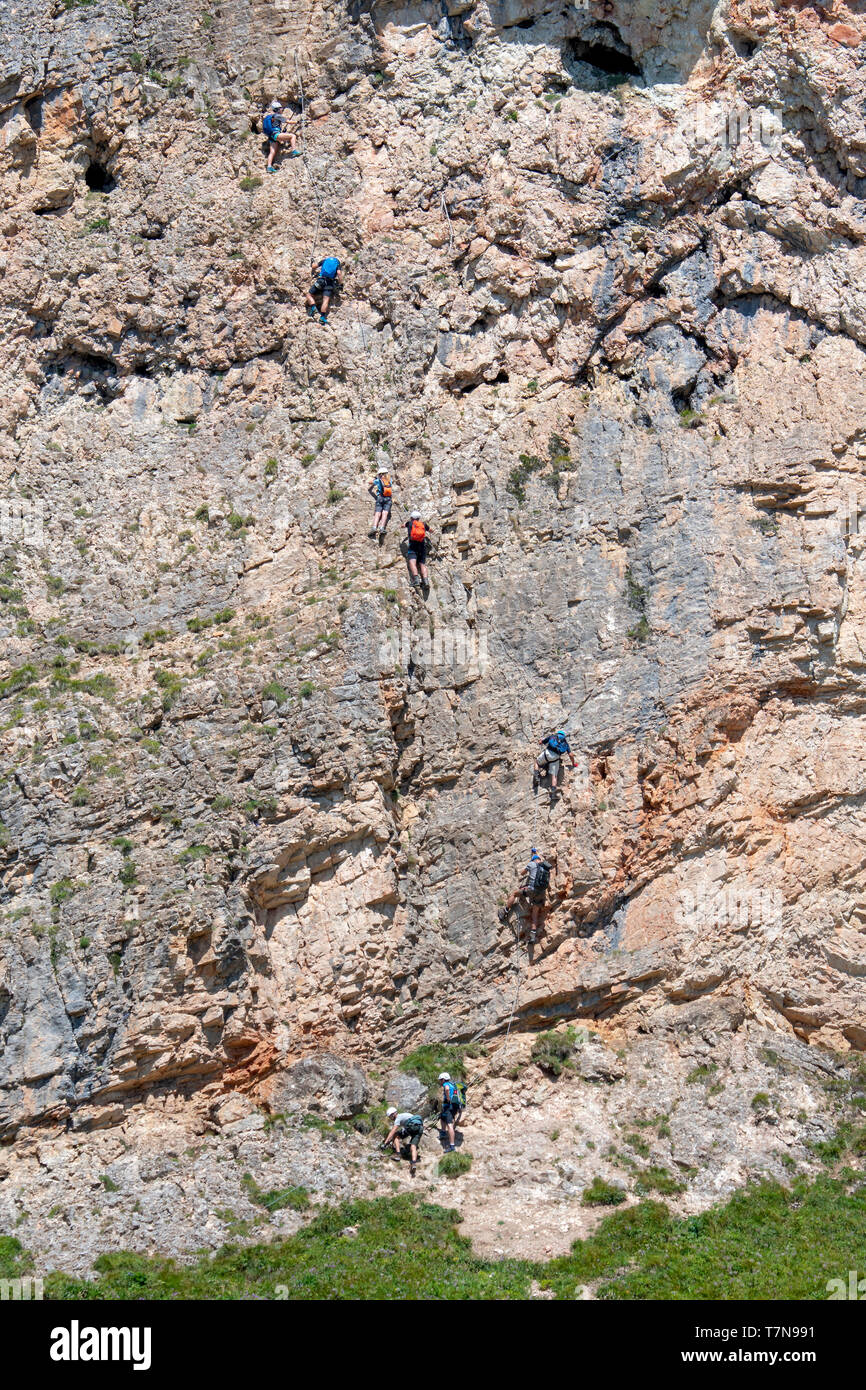 Climbers at the mountain Rosskopf. Rofan, Tyrol, Austria Stock Photo ...