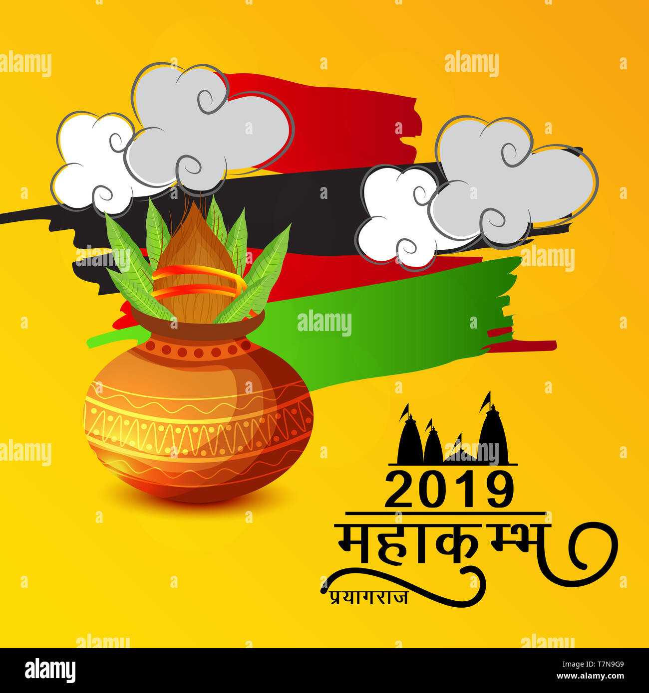 Vector illustration of a Background for Kumbh Mela Festival at Pryagraj ...