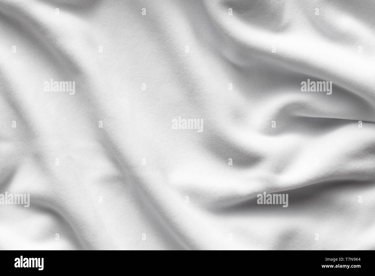 Background texture of white fleece, soft napped insulating fabric made ...