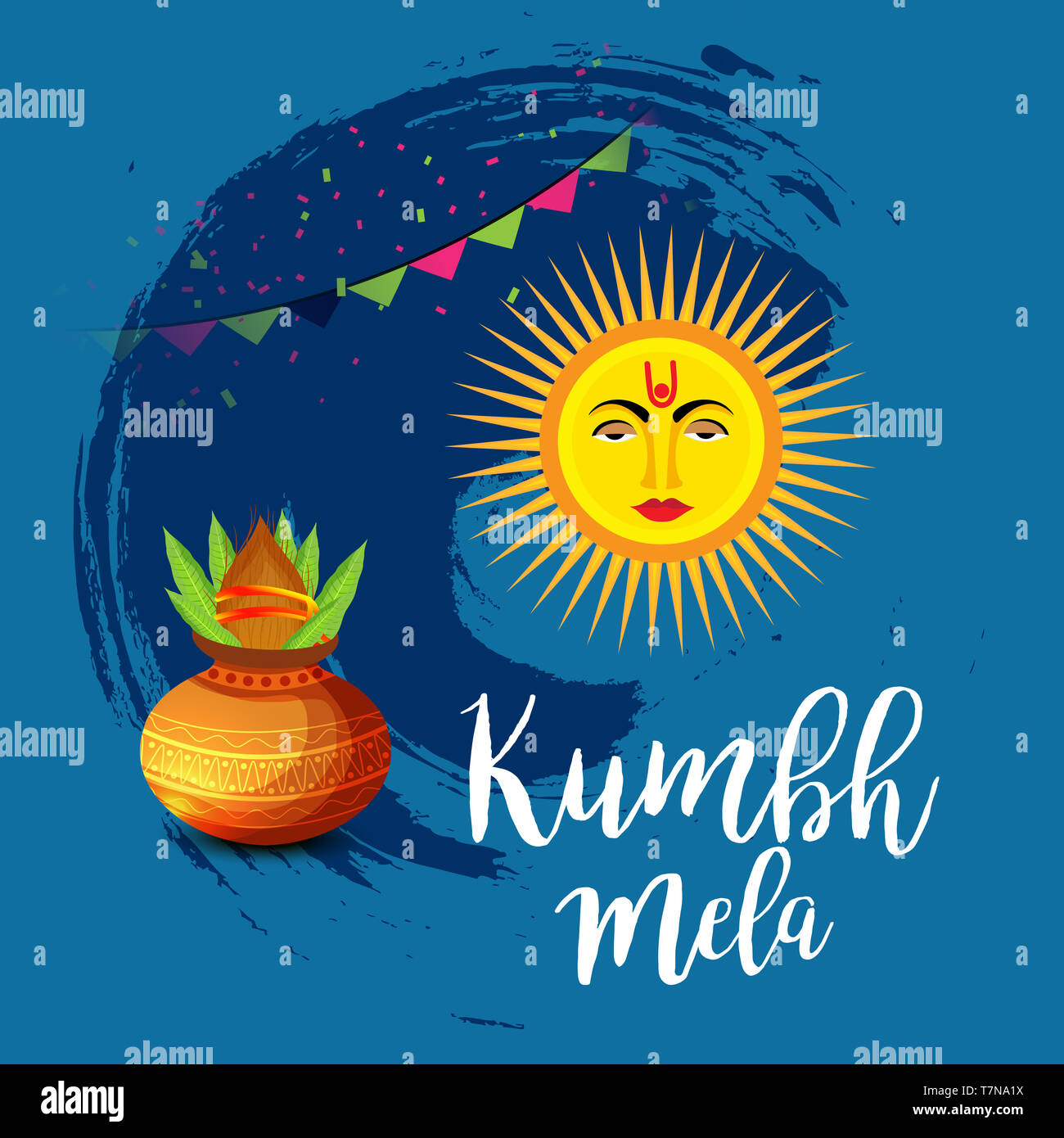 Vector illustration of a Background for Kumbh Mela Festival at Pryagraj ...