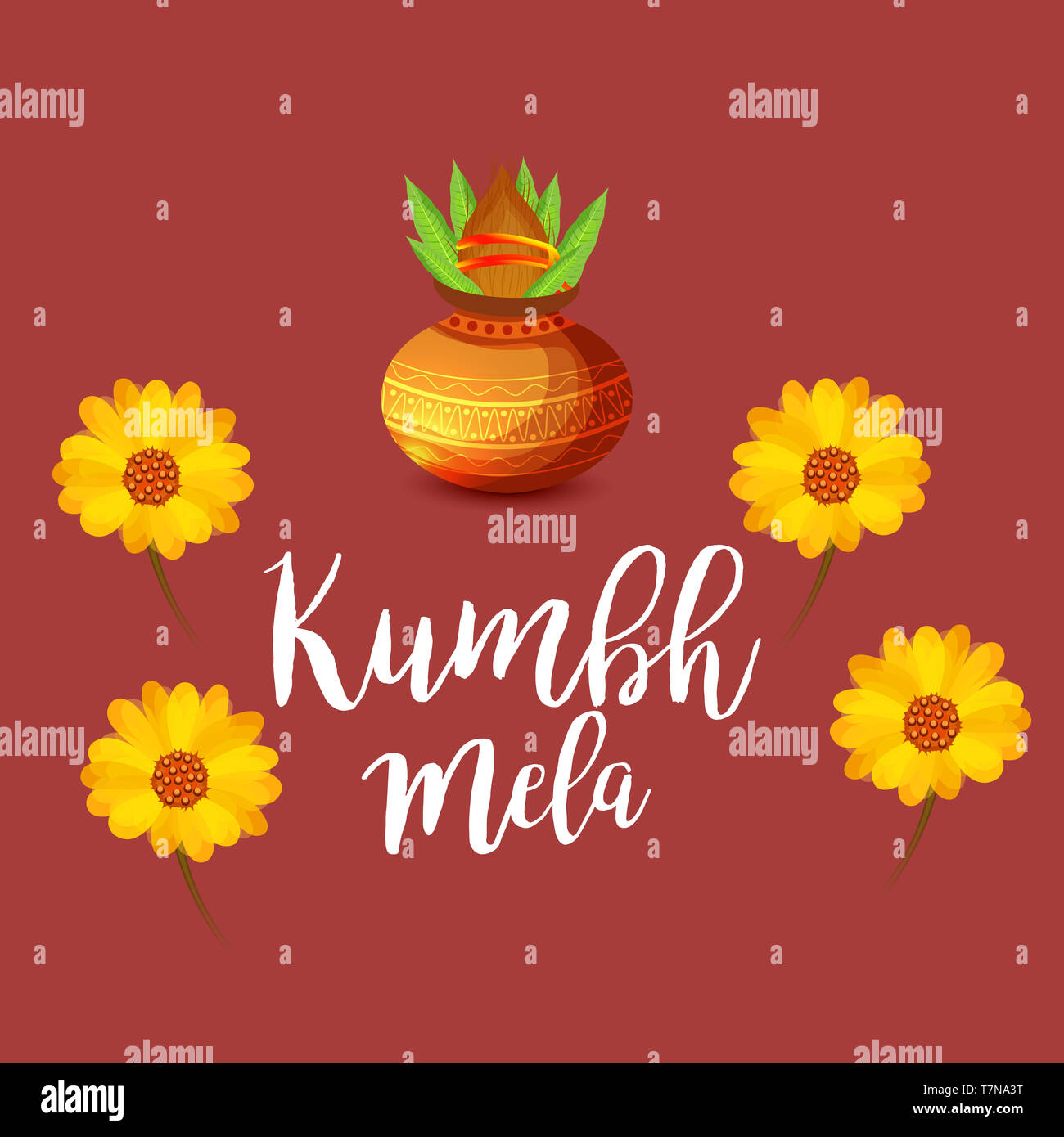 Vector illustration of a Background for Kumbh Mela Festival at Pryagraj ...