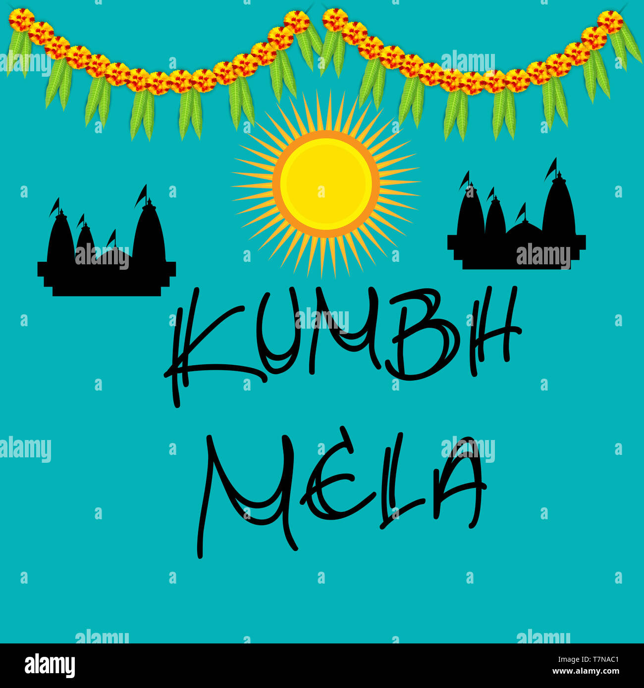 Vector illustration of a Background for Kumbh Mela Festival at Pryagraj ...