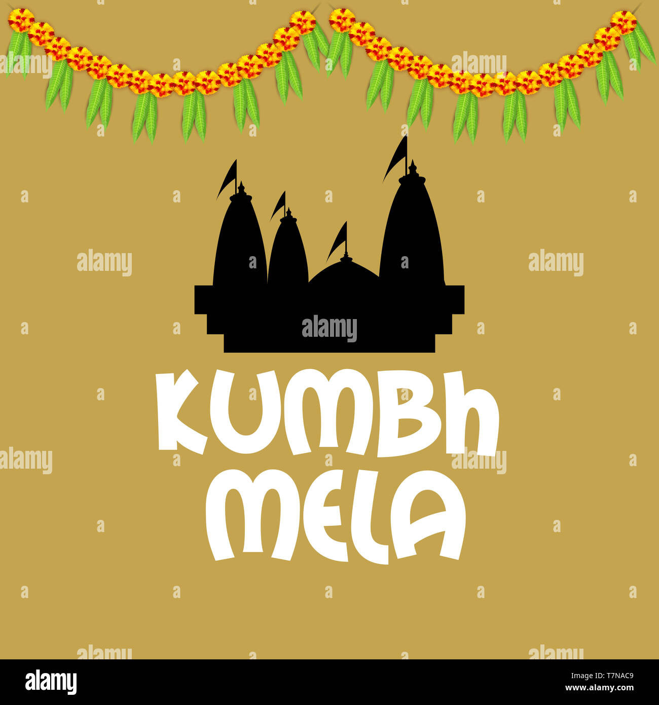 Vector illustration of a Background for Kumbh Mela Festival at Pryagraj ...