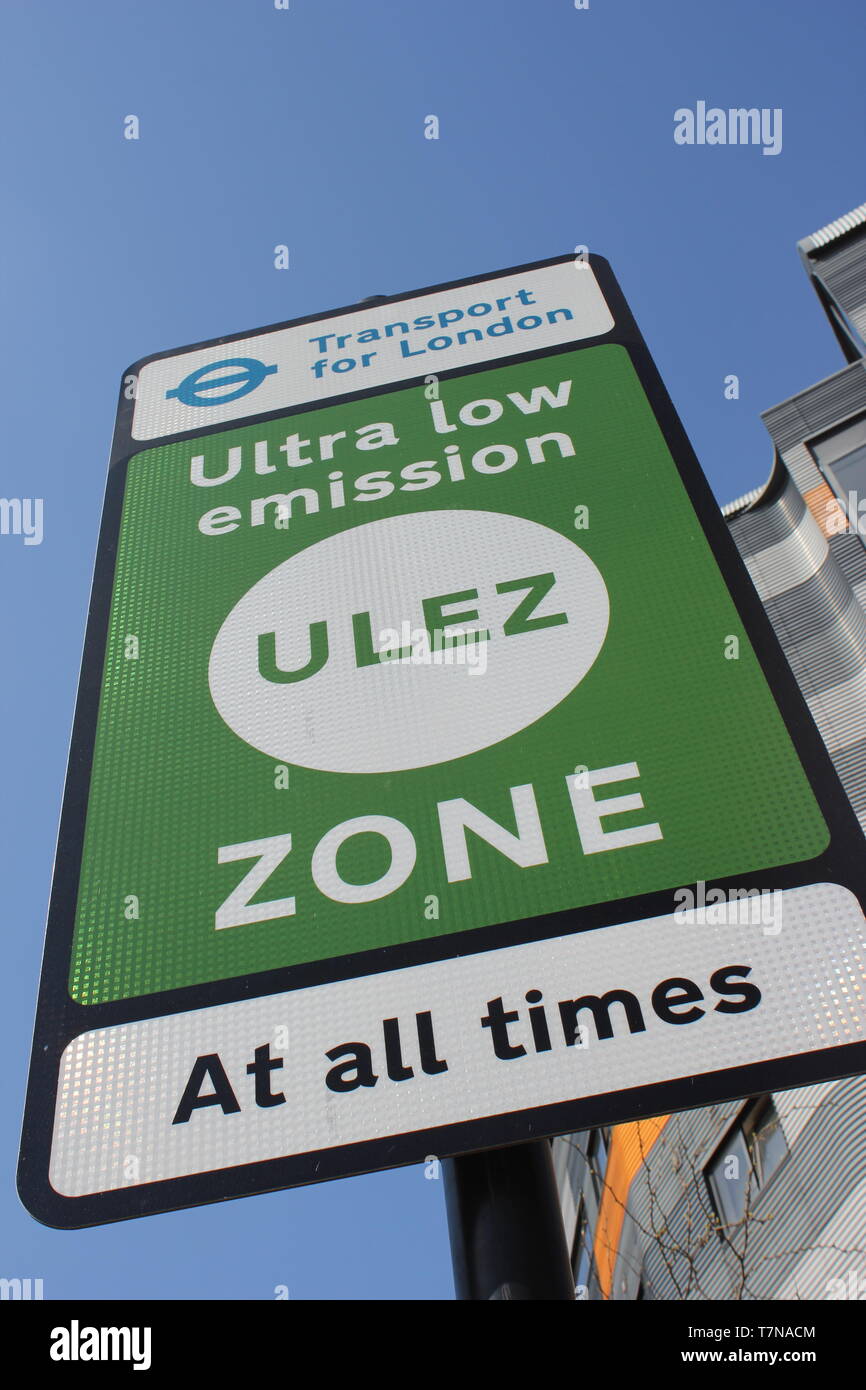 ULEZ Stock London, UK - April 9 2019: ULEZ (Ultra low emission zone ...