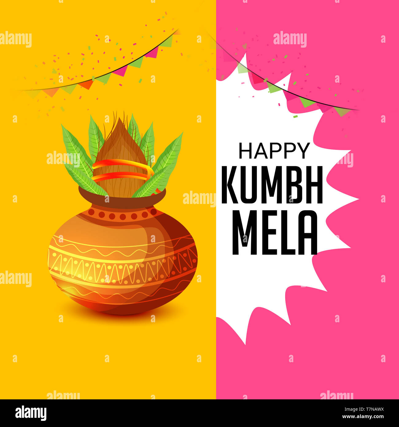 Vector illustration of a Background for Kumbh Mela Festival at Pryagraj ...