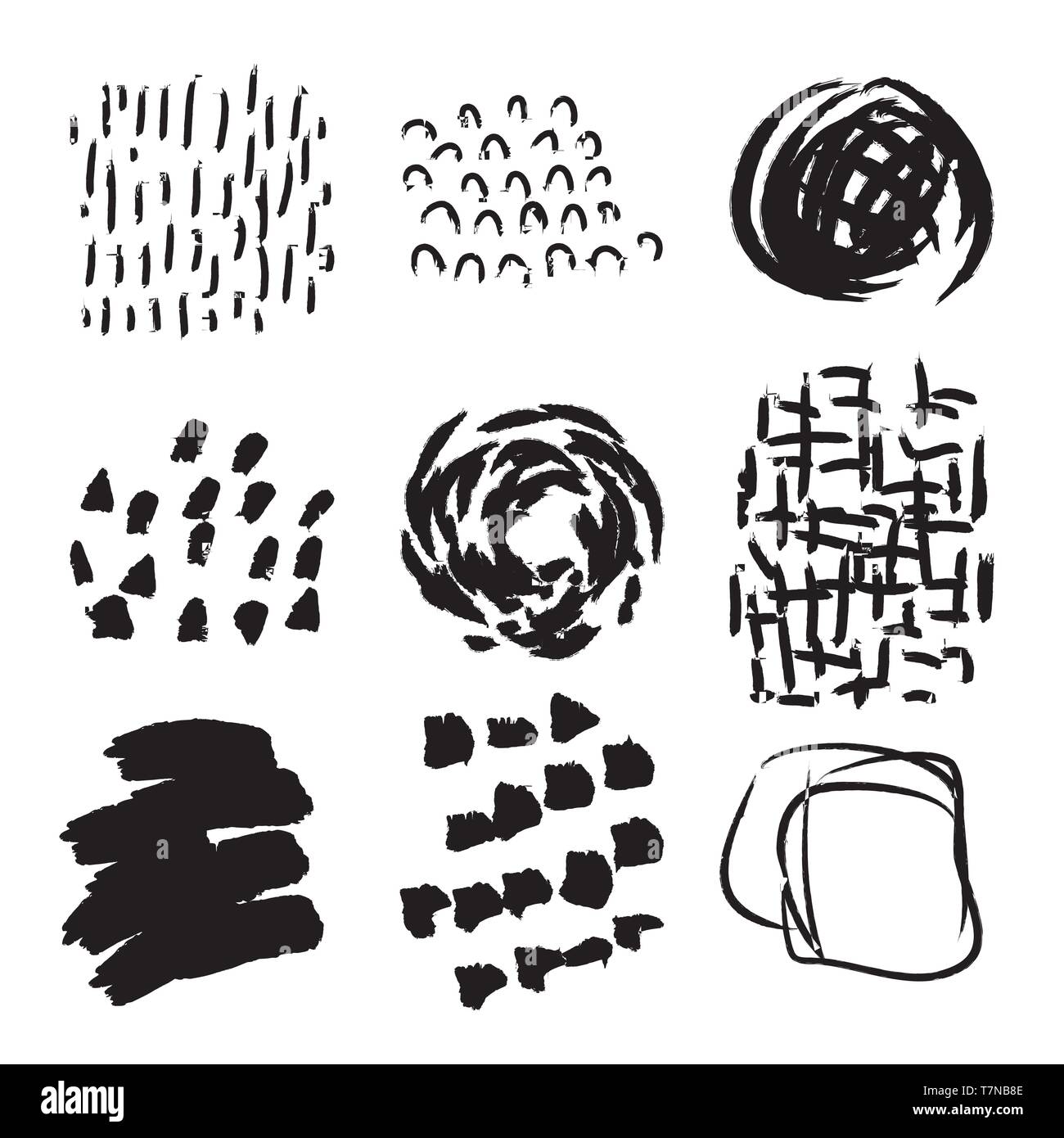 Set of abstract vector brush strokes. Hand drawn shaes Stock Vector ...