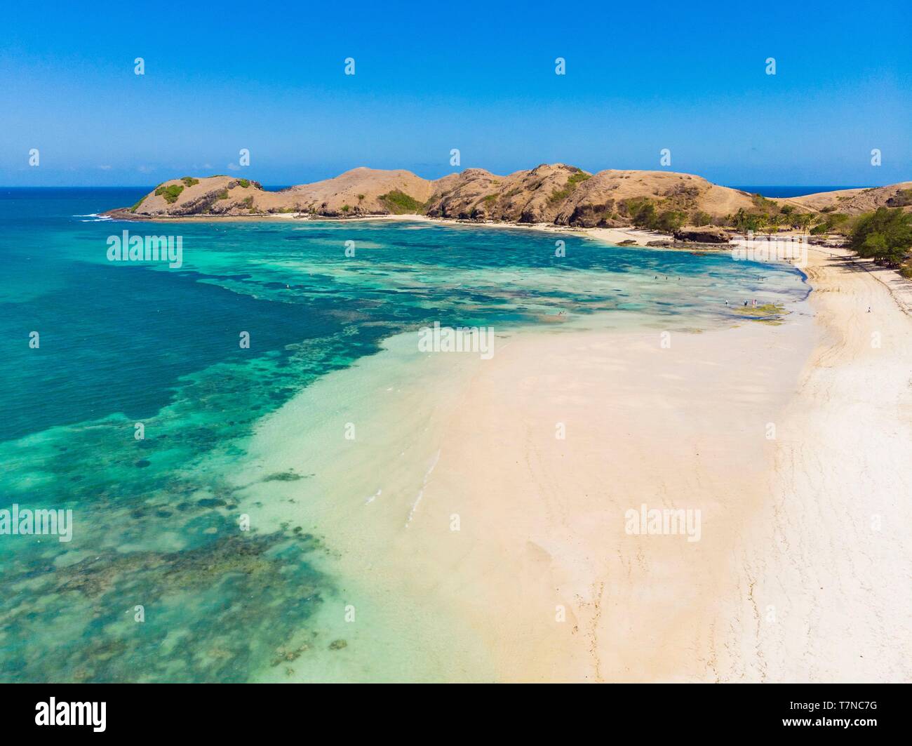 Indonesia, Lombok, Kuta area, Tanjung Ann beach (aerial view Stock ...