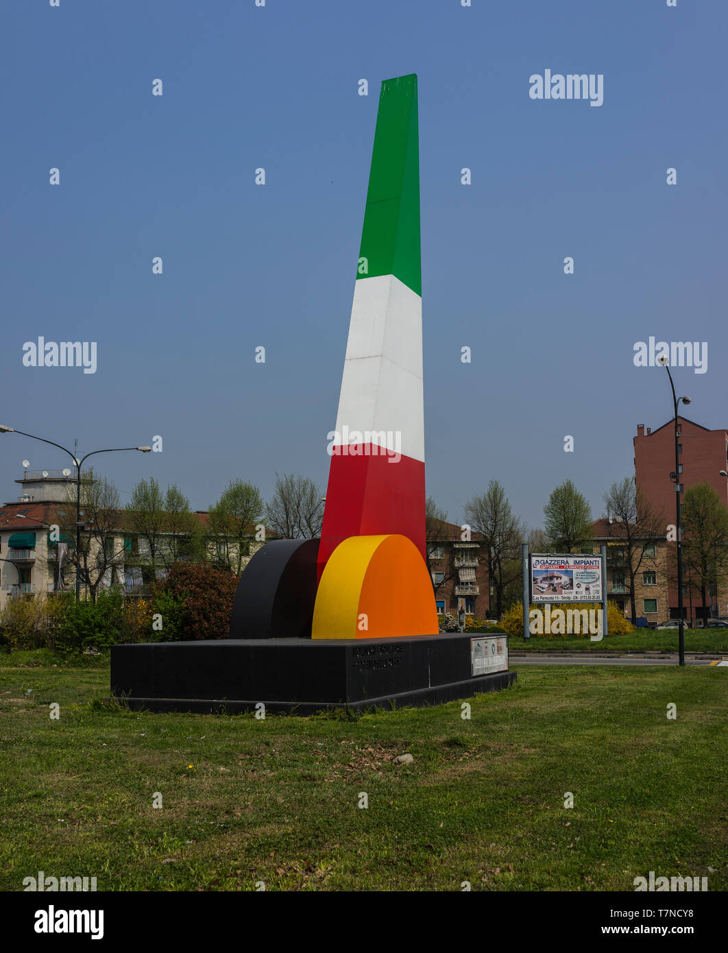 Turin, Italy - April 18, 2013: "The Peace Totem", artwork by Mario ...