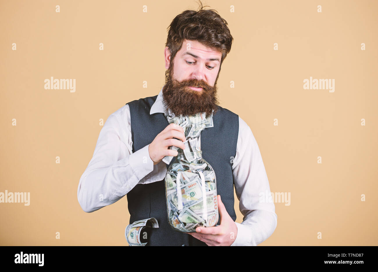 Personal accountant. Businessman with his dollar savings. Richness and ...