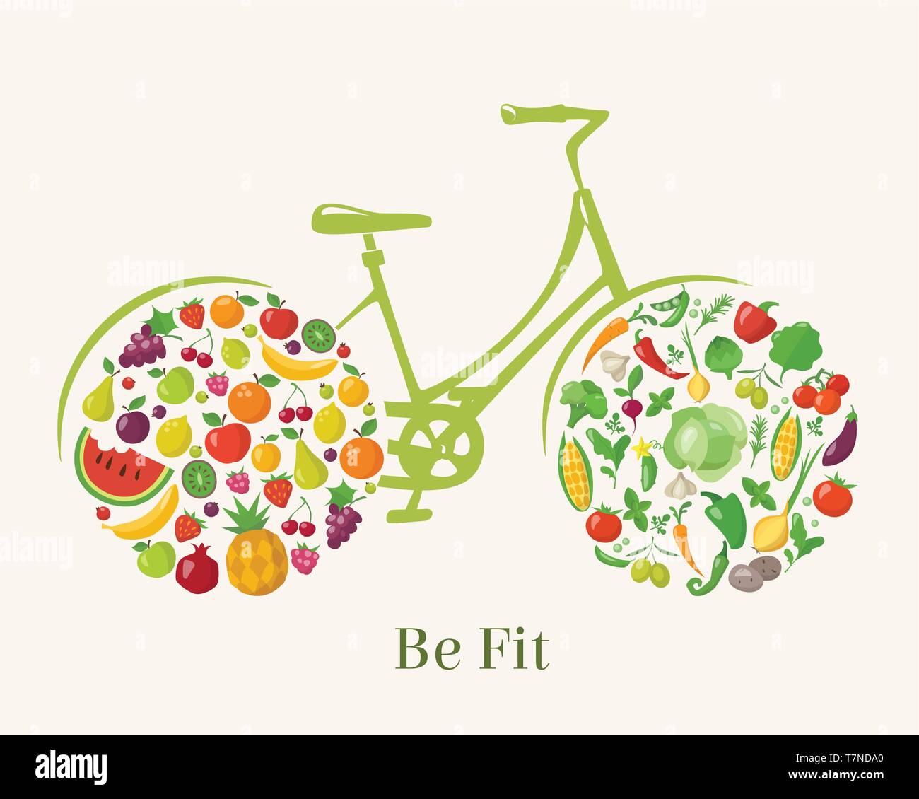 Vector design with healthy food in bicycle form Stock Vector Image ...