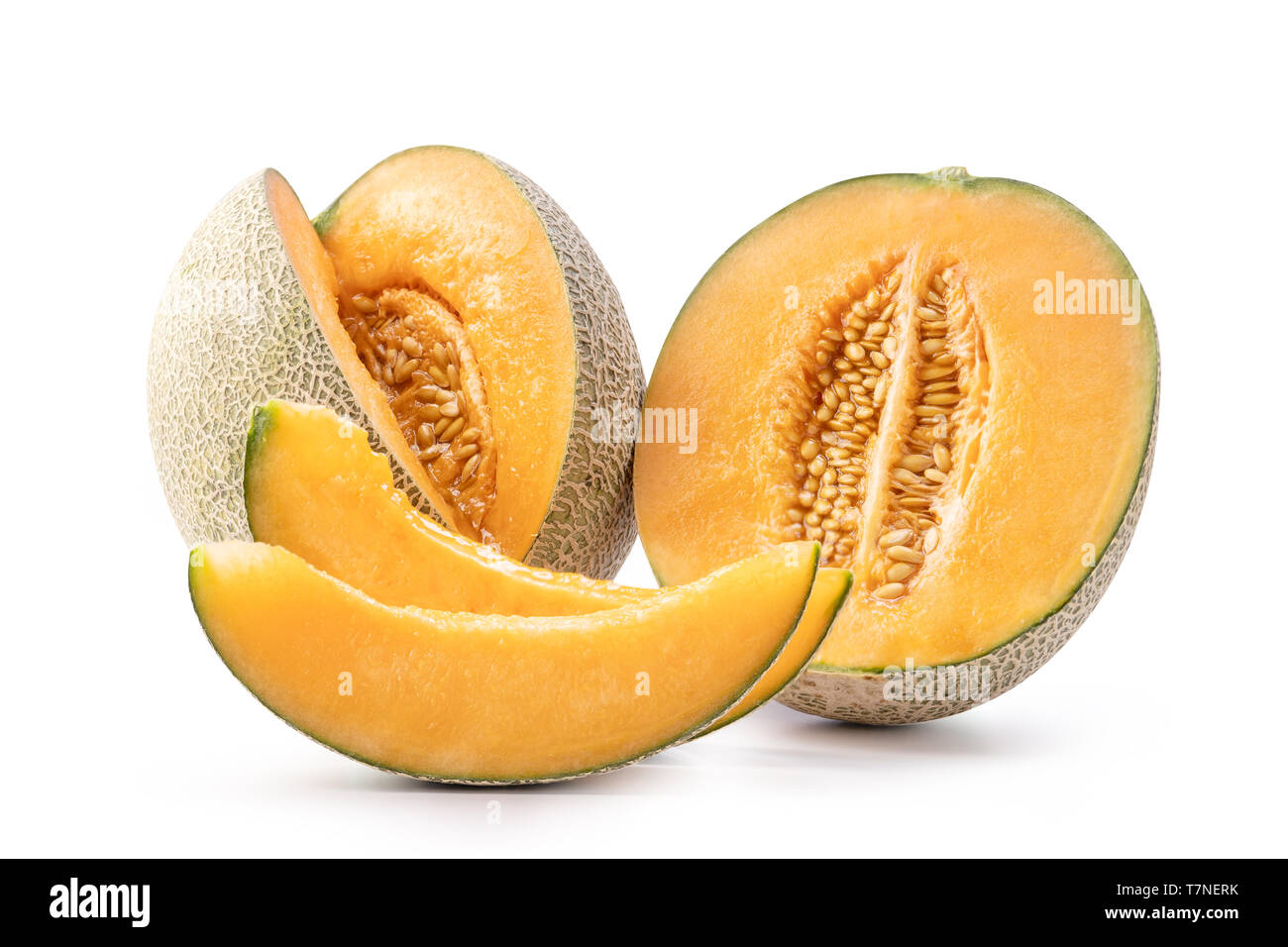 Beautiful tasty sliced juicy cantaloupe melon, muskmelon, rock melon ...
