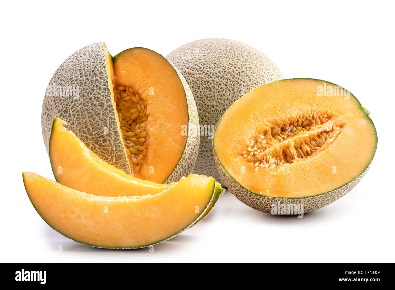Beautiful tasty sliced juicy cantaloupe melon, muskmelon, rock melon ...