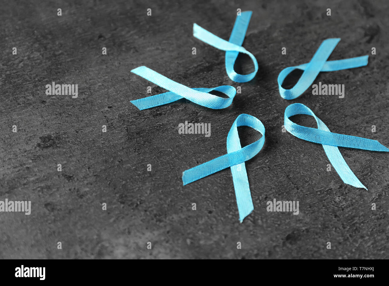 Blue ribbons on dark background. Prostate cancer concept Stock Photo ...