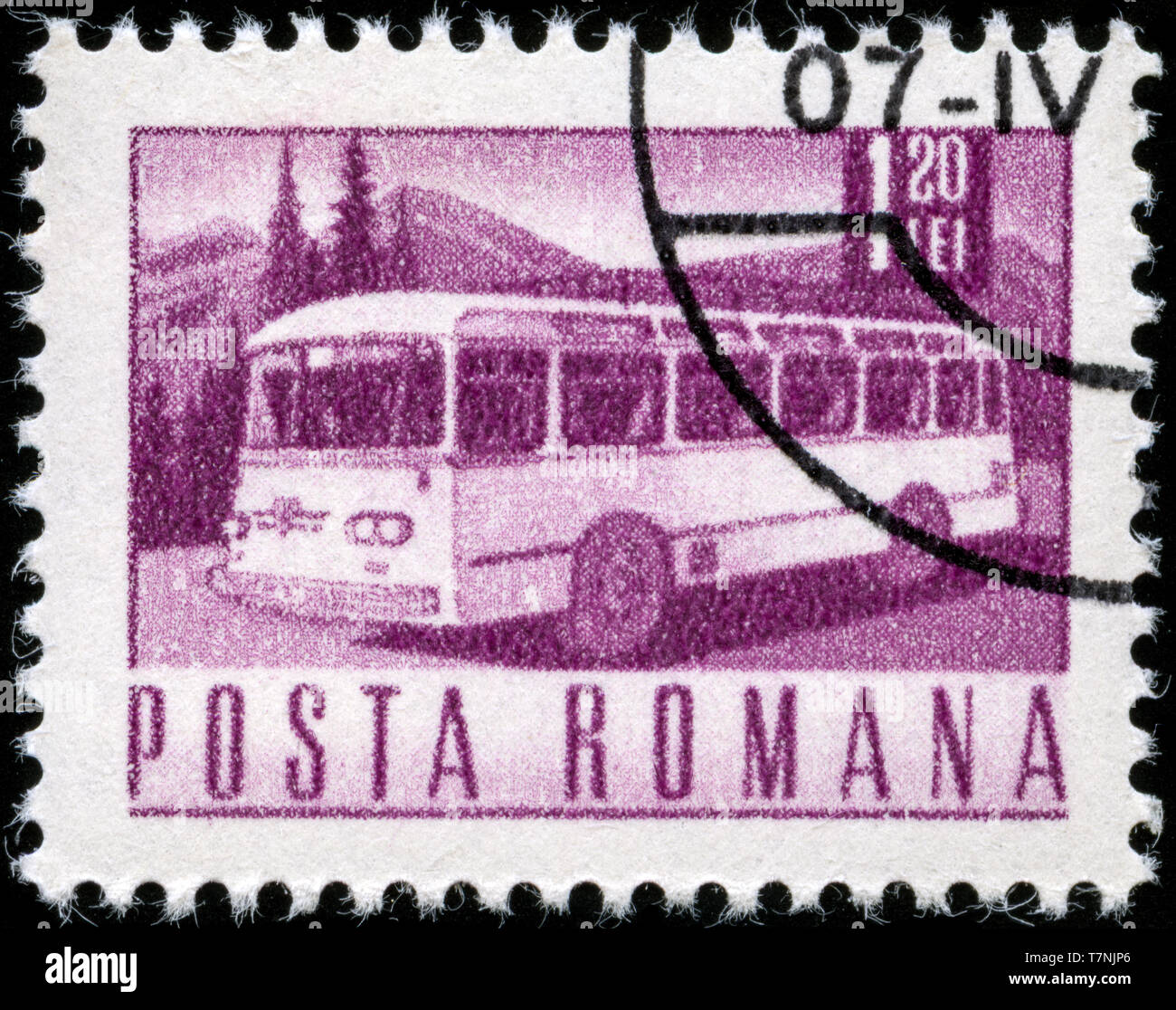 Postage stamp from Romania in the Postal and Transport series issued in ...