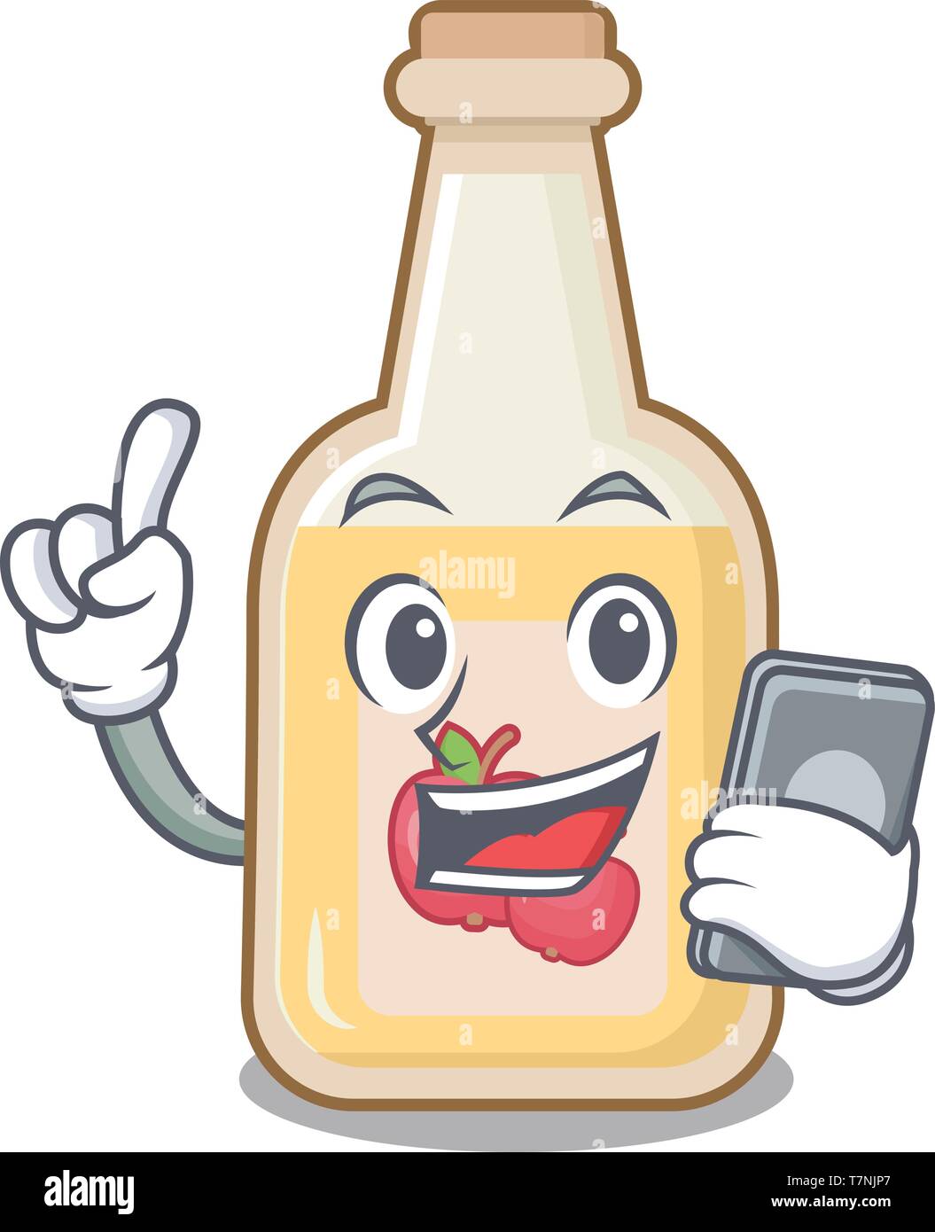 With phone cartoon apple cider in a glass Stock Vector Image & Art - Alamy