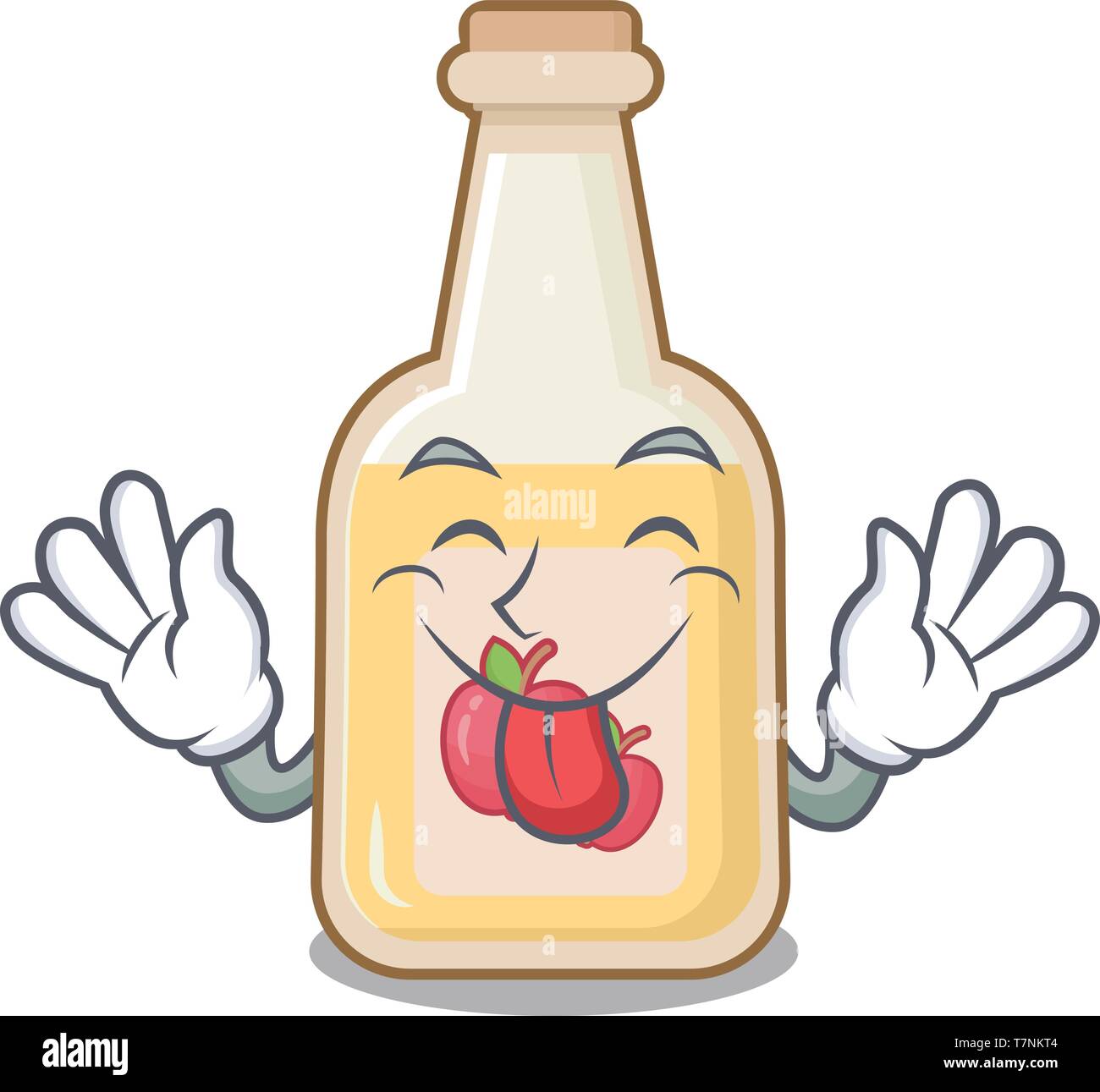 Tongue out bottle apple cider above cartoon table Stock Vector Image ...