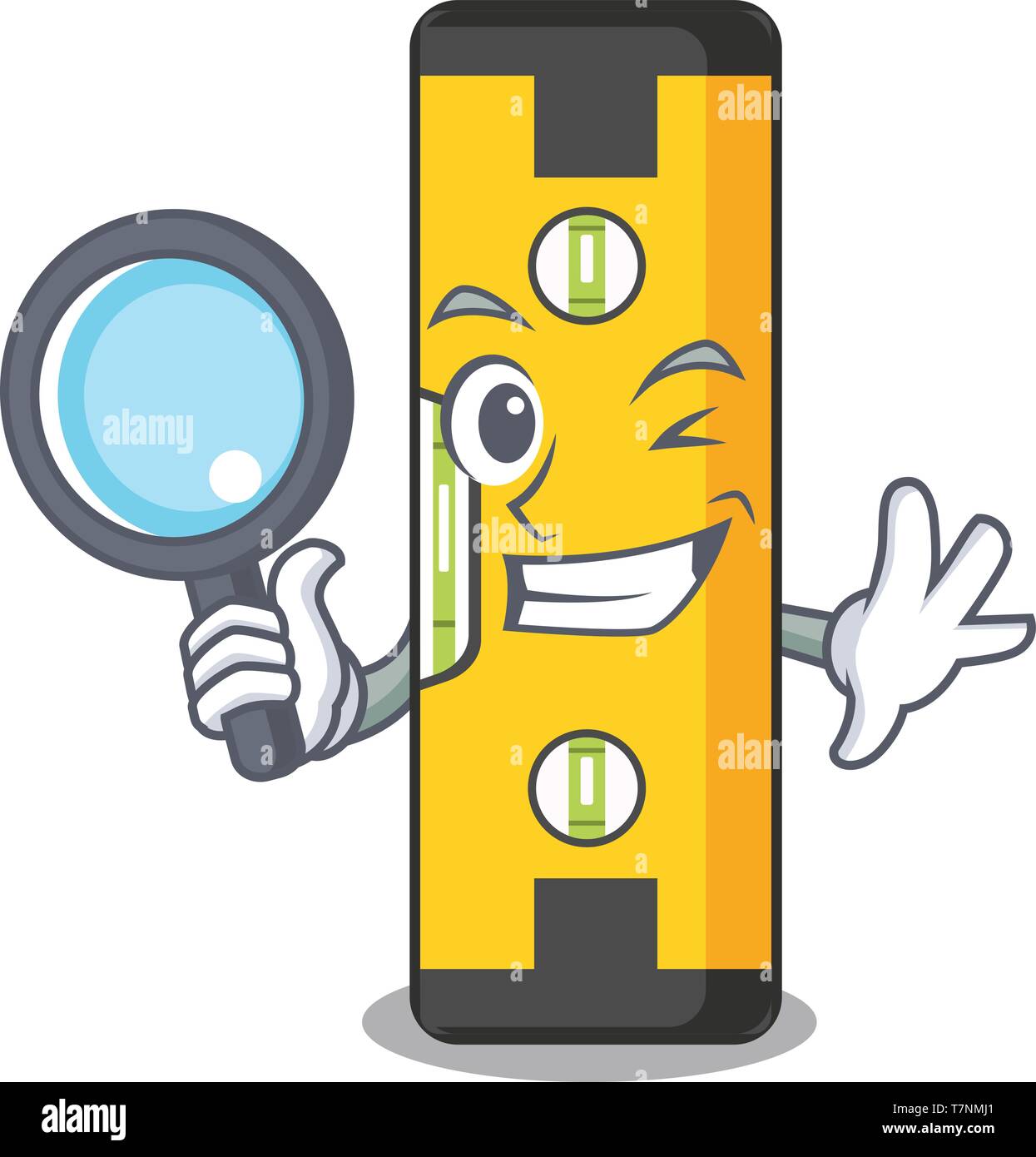 Detective spirit level in the mascot shape Stock Vector Image & Art - Alamy