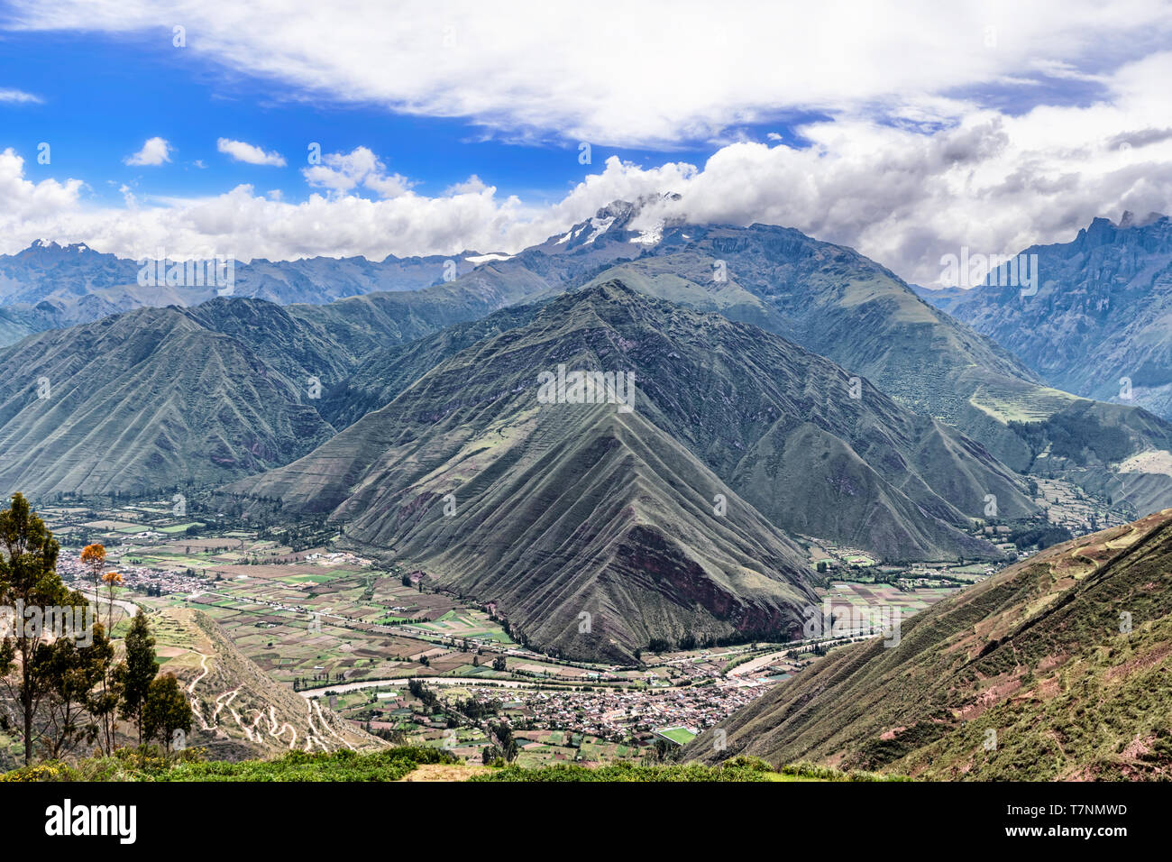 Panoramic view at the landscape of the sacred valley as seen from the ...