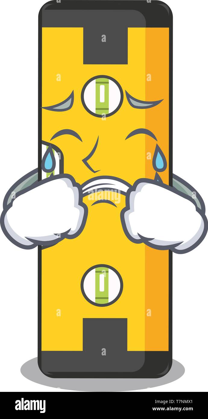 Crying spirit level above wooden table character Stock Vector Image ...