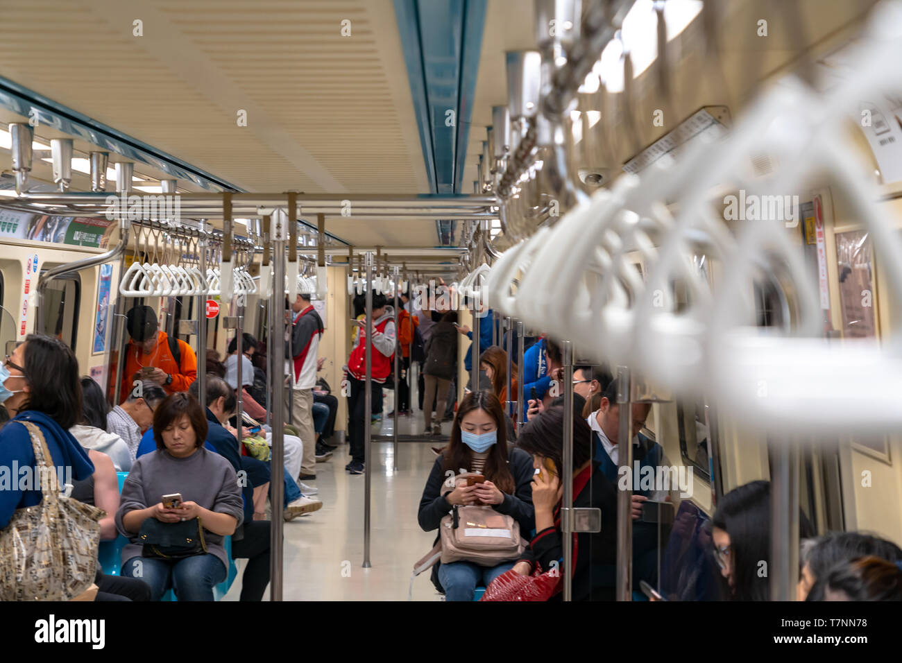 Taipei metro subway system inside the car Stock Photo - Alamy