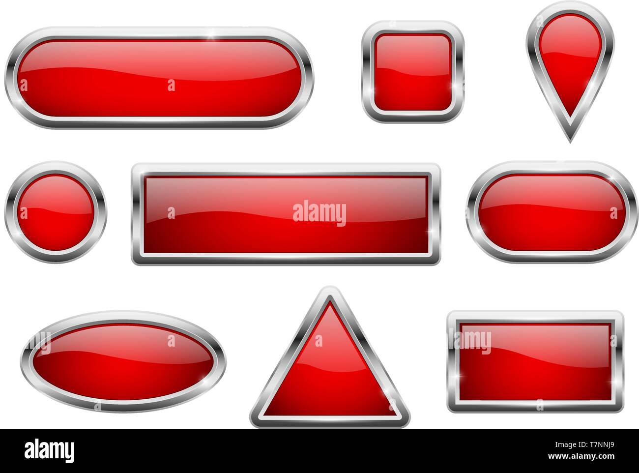 Red glass buttons with chrome frame Stock Vector Image & Art - Alamy