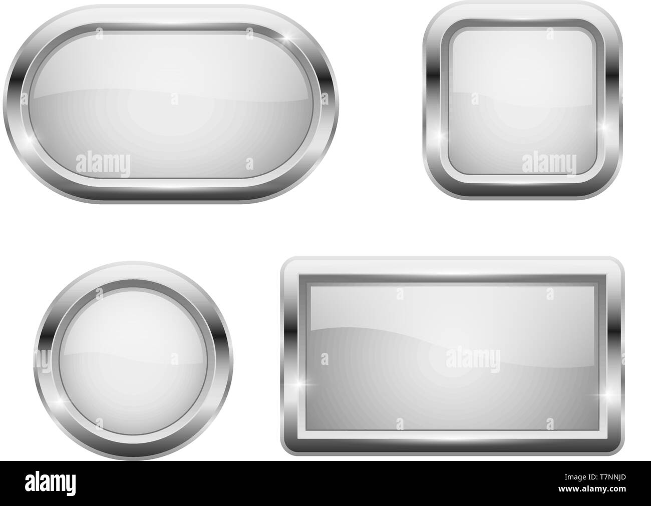 White glass buttons with chrome frame Stock Vector Image & Art - Alamy