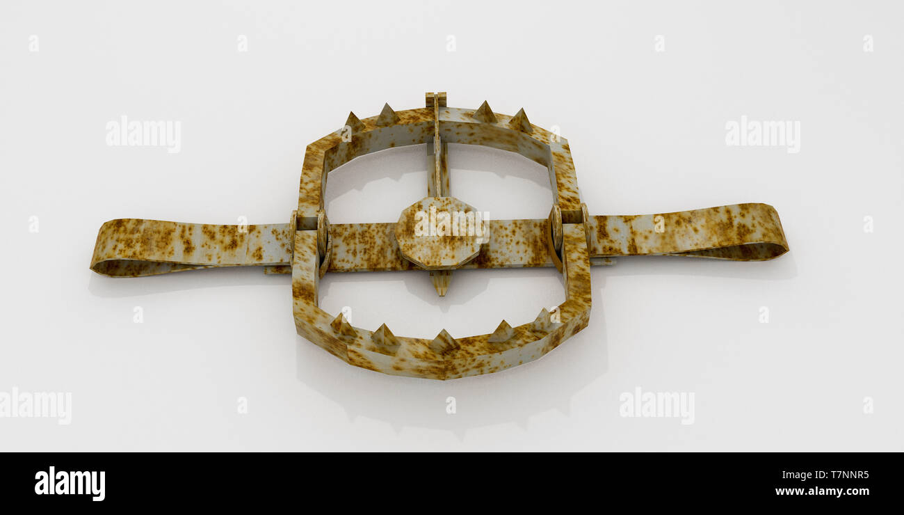 Bear Trap isolated on white background 3d illustration Stock Photo - Alamy