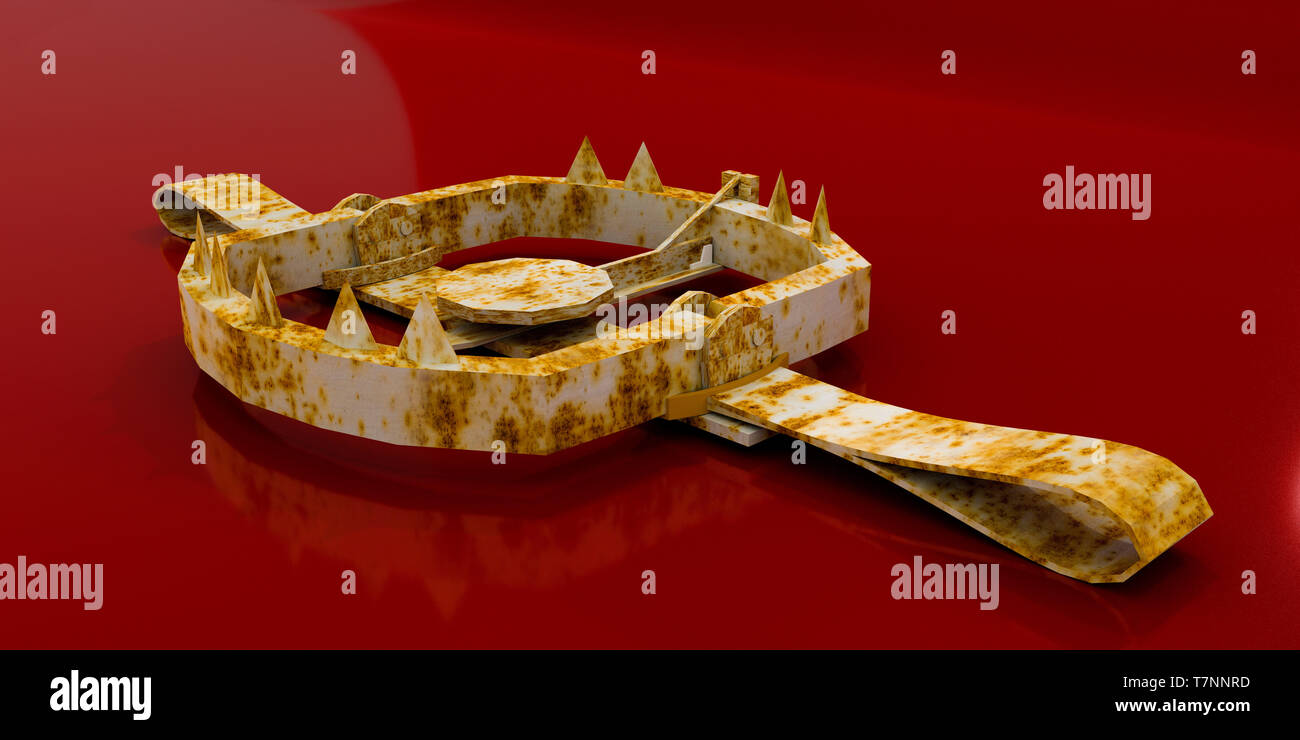 Bear Trap isolated on red background 3d illustration Stock Photo - Alamy
