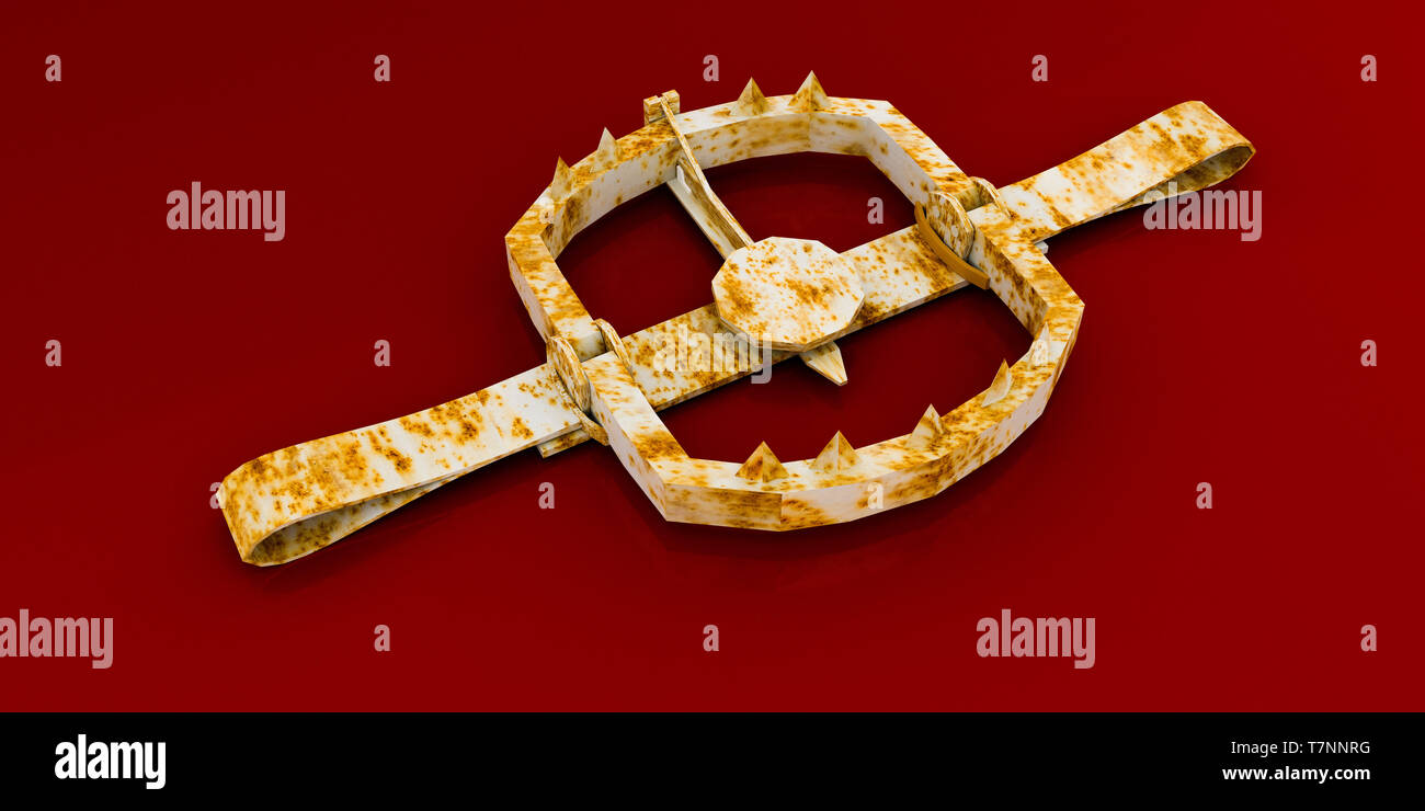 Bear Trap isolated on red background 3d illustration Stock Photo - Alamy