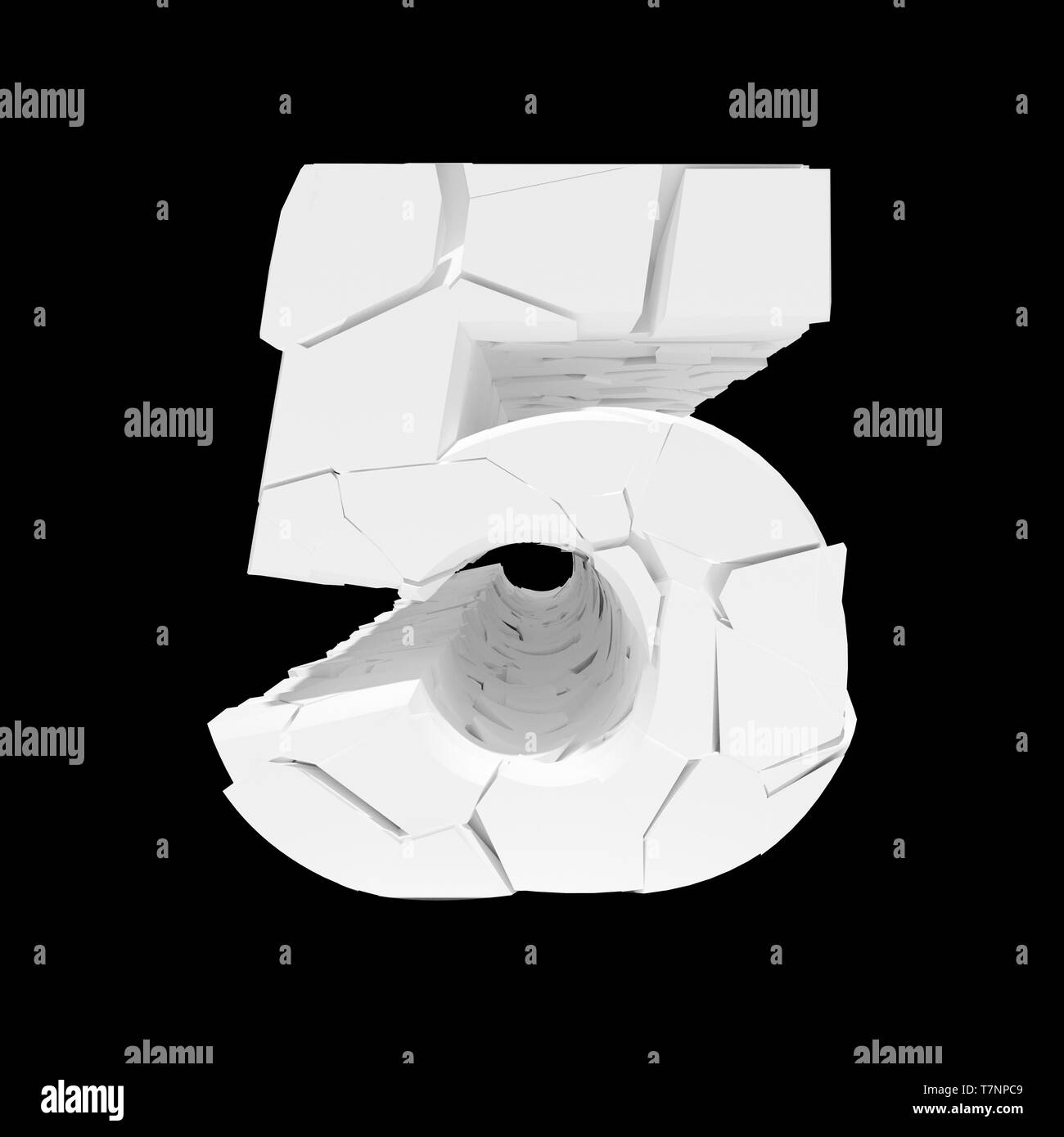Isolated cracked number 5 on a black background. 3D render Stock Photo ...