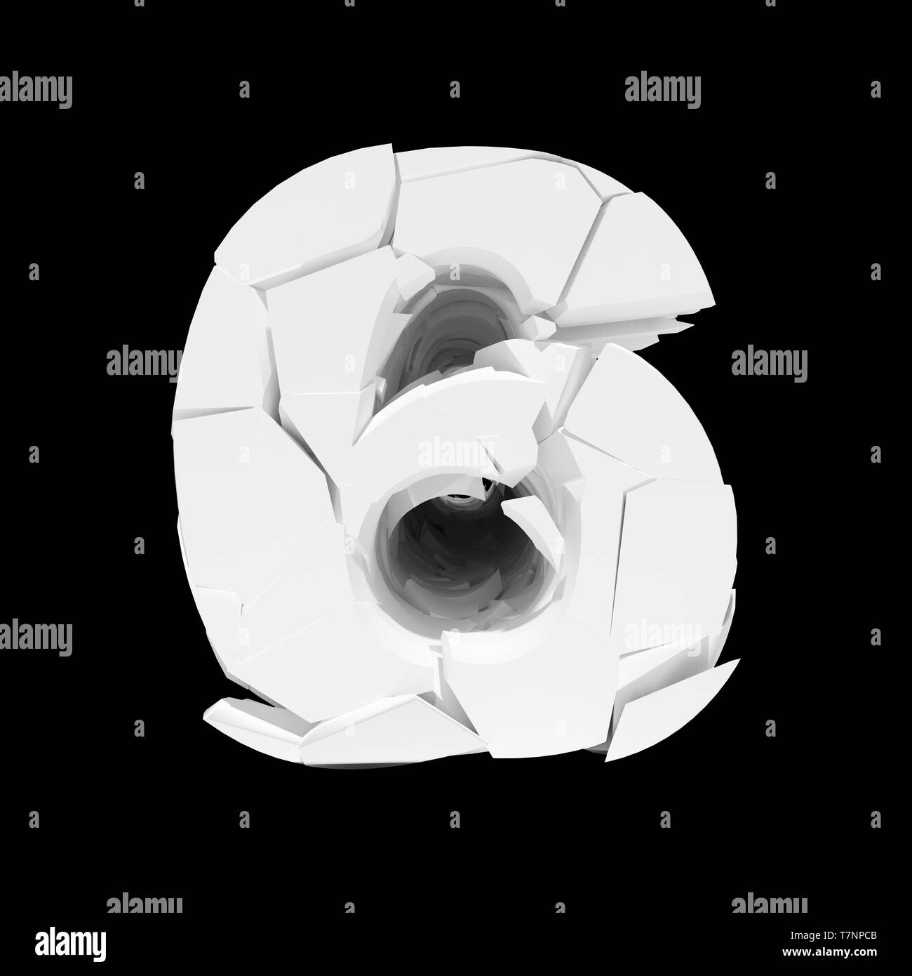 Isolated cracked number 6 on a black background. 3D render Stock Photo ...