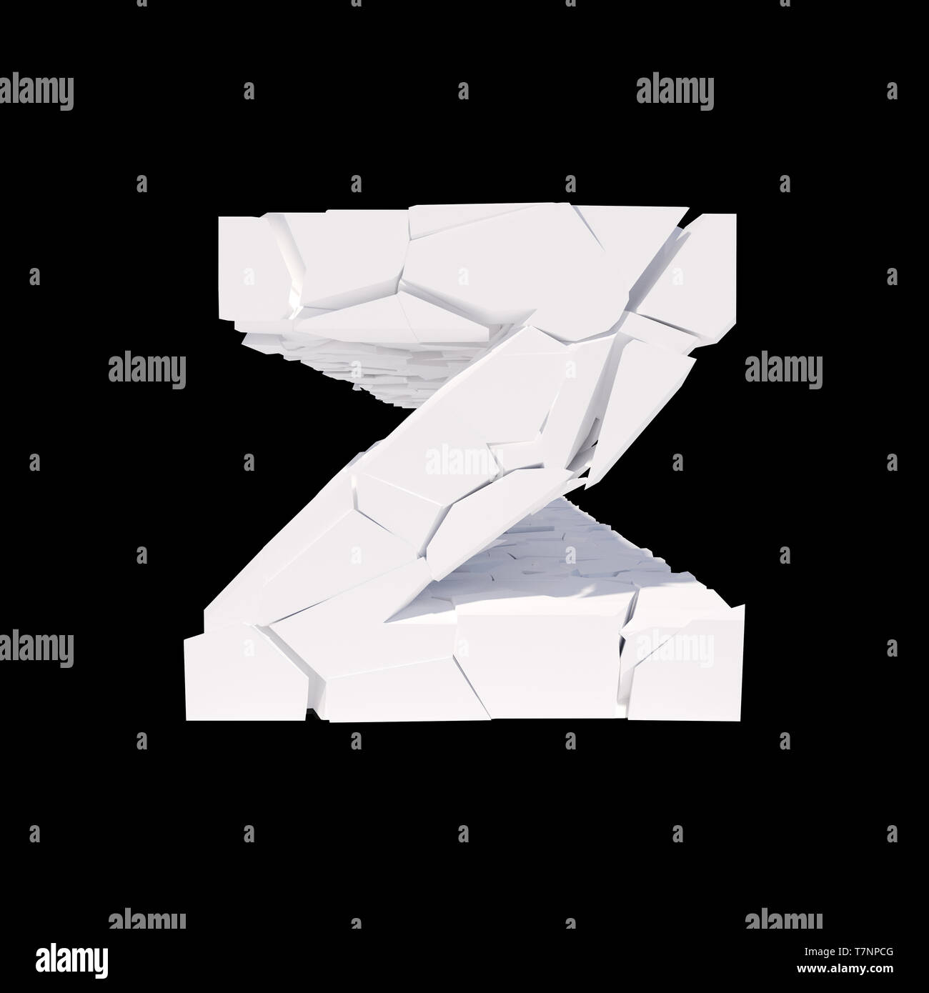Isolated cracked alphabet letter Z on a black background. 3D ...