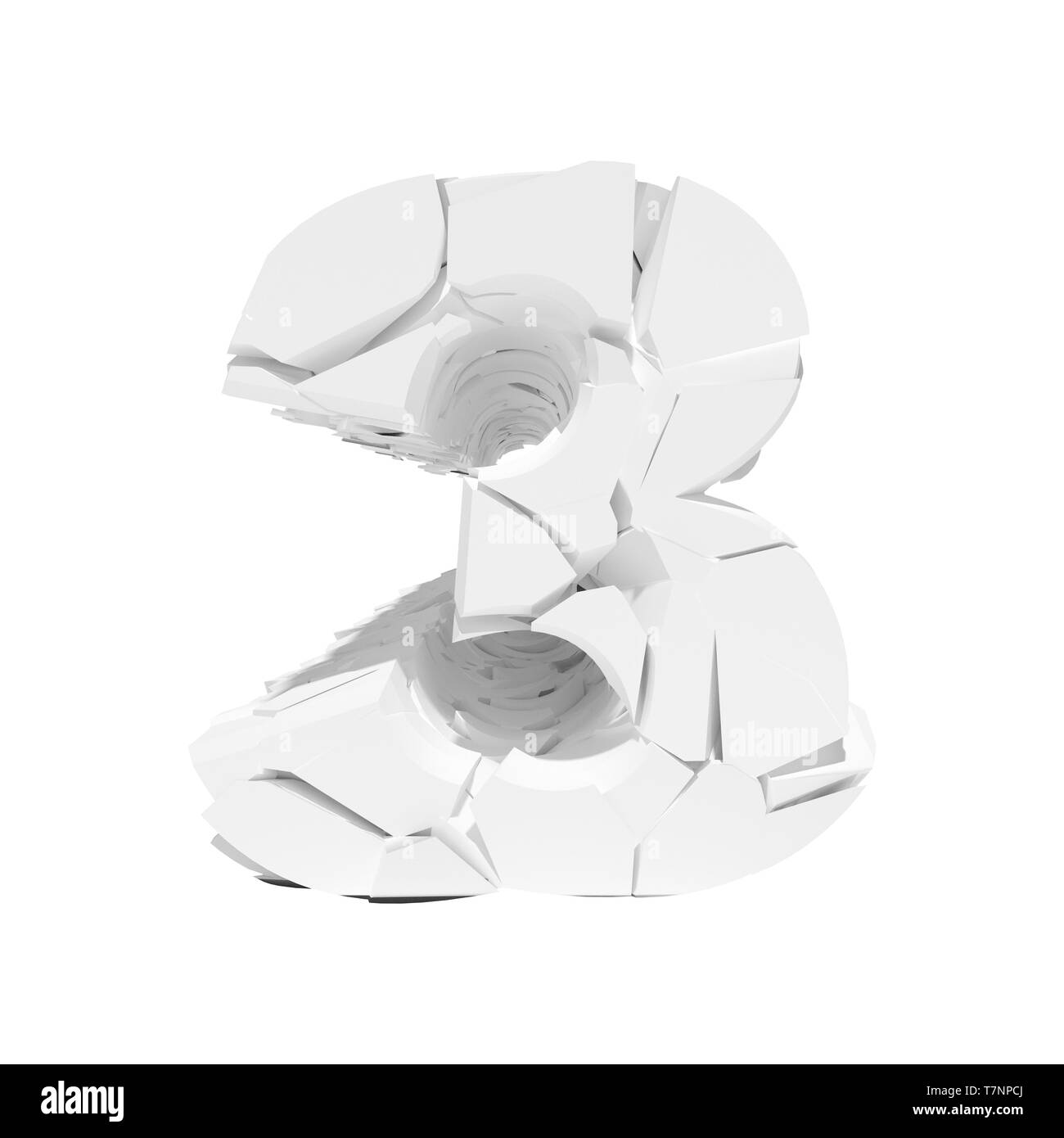 Isolated cracked number 3 on a white background. 3D render Stock Photo ...