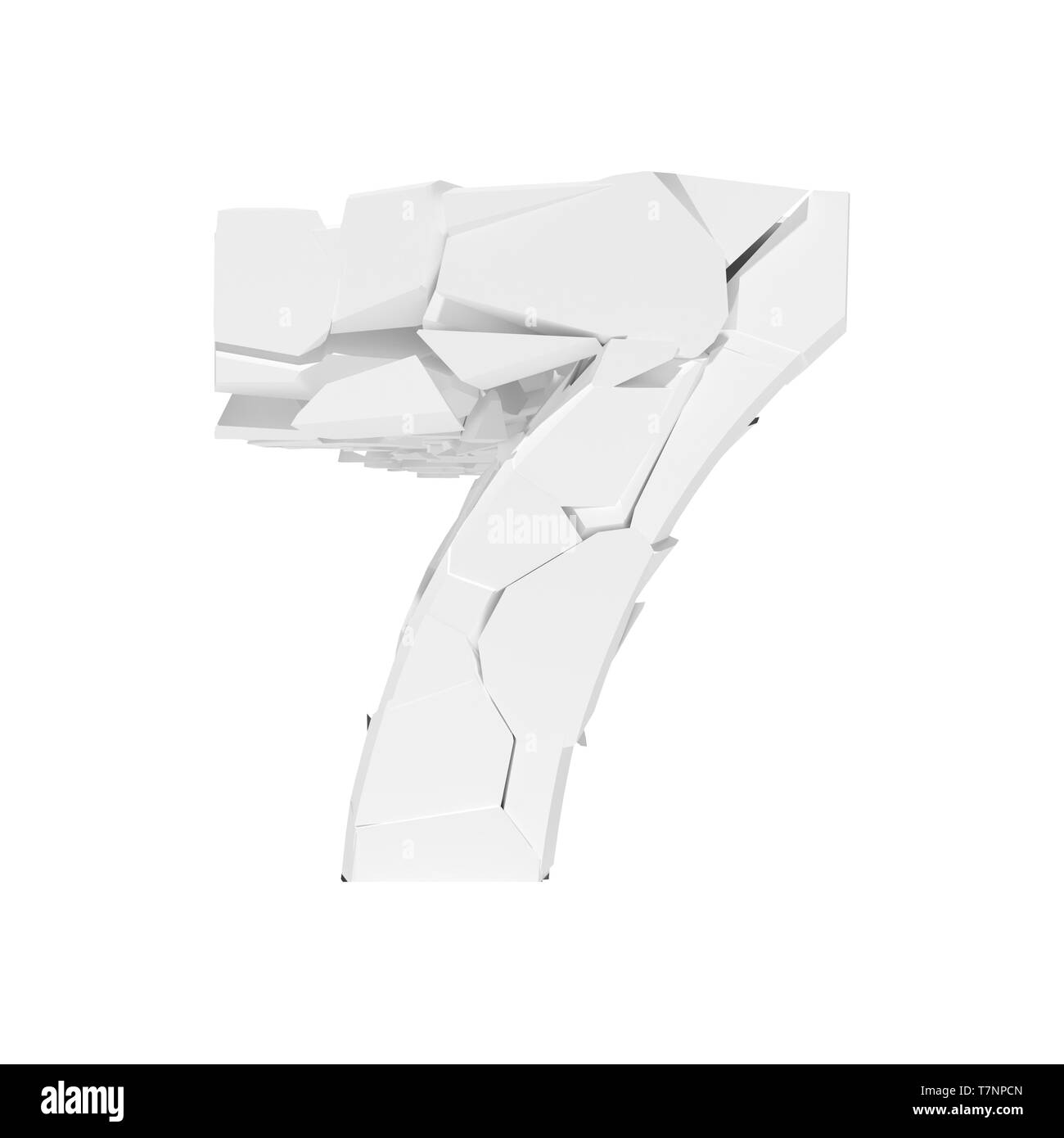 Isolated cracked number 7 on a white background. 3D render Stock Photo ...