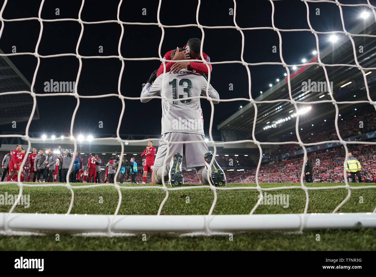 Liverpool's Georginio Wijnaldum congratulates Liverpool's Alison Becker ...